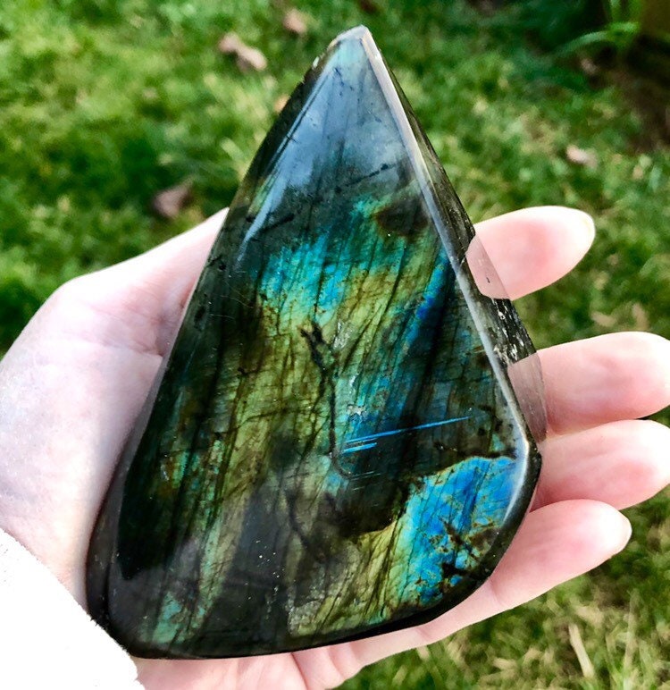 Labradorite Freeform with blue, green, gold and orange color flashes