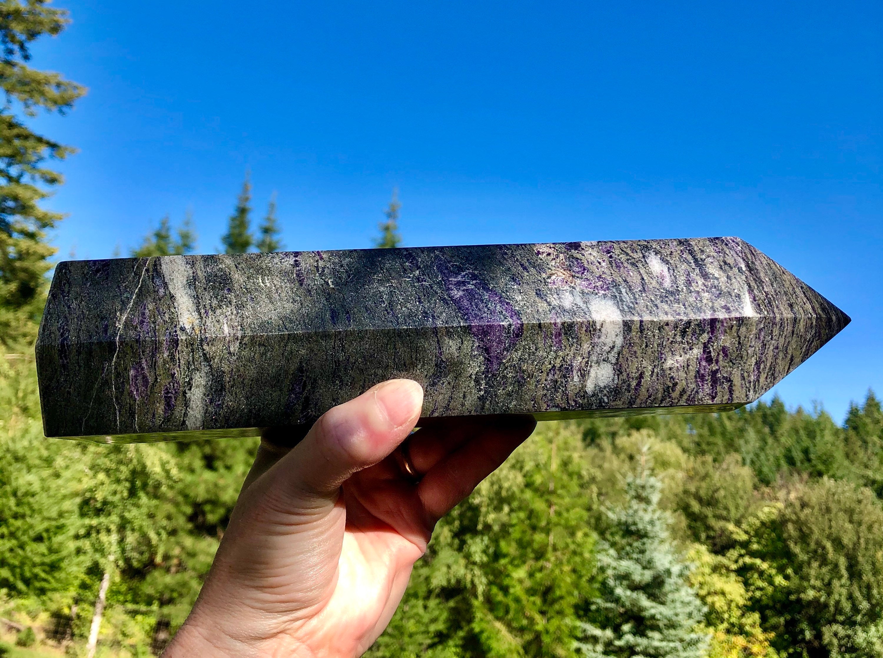 2618g Large Purple Dragon Shard Charoite Obelisk Pillar Tower Point ...