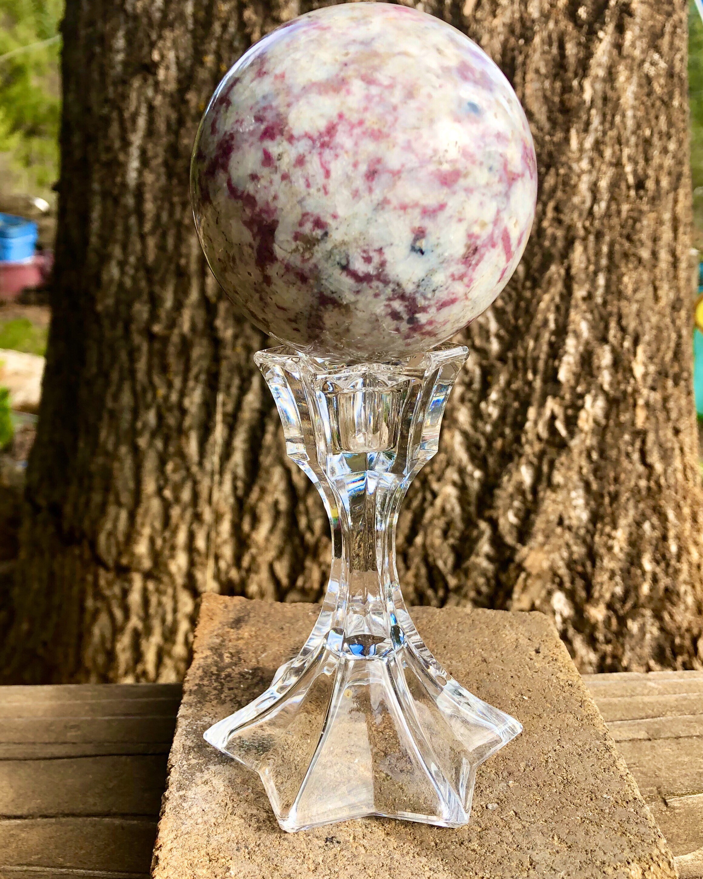 73mm Red Rubellite Tourmaline Stone Sphere Orb Ball