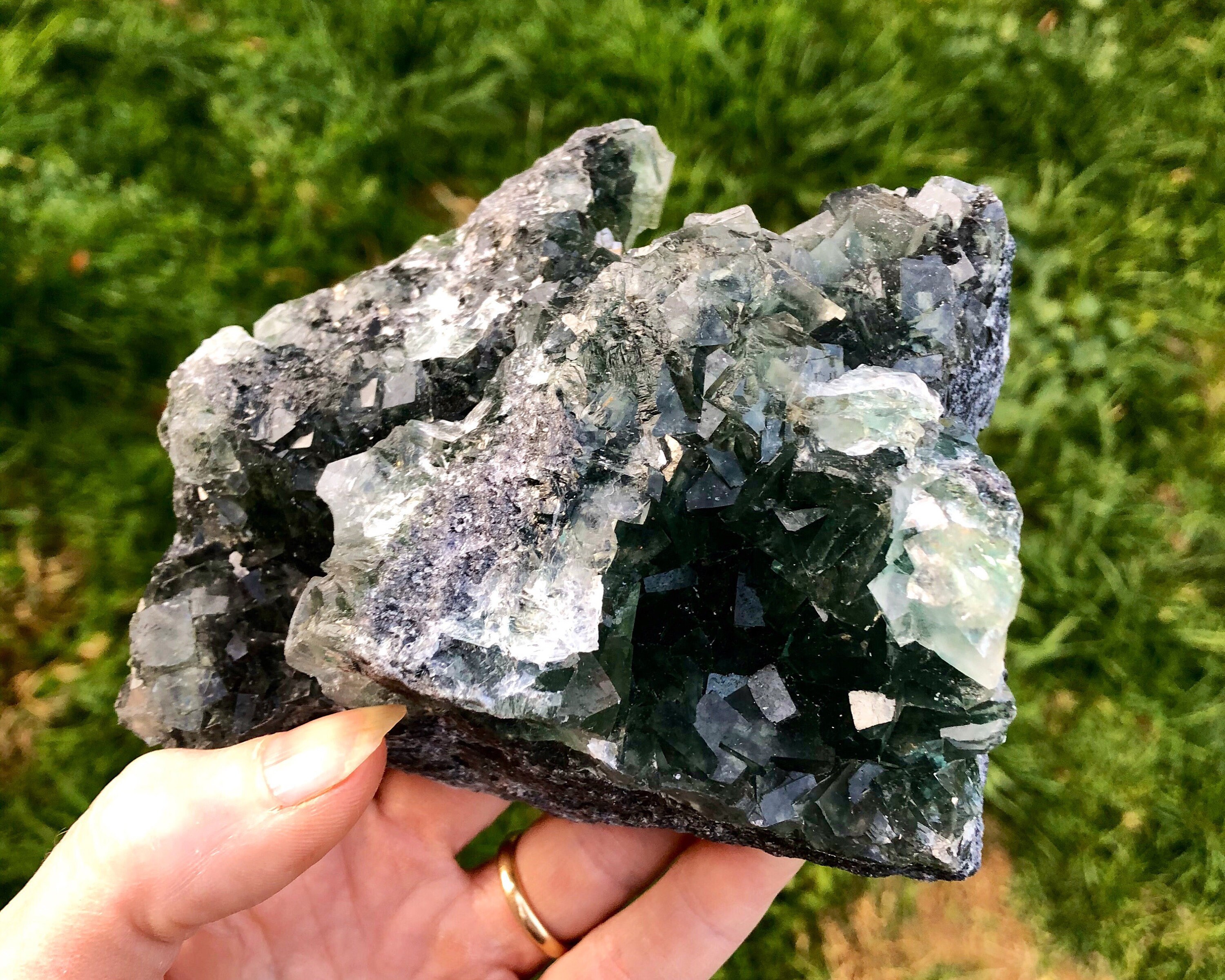 734g Transparent Green Trapezoidal and Cubic Fluorite Large Crystal ...