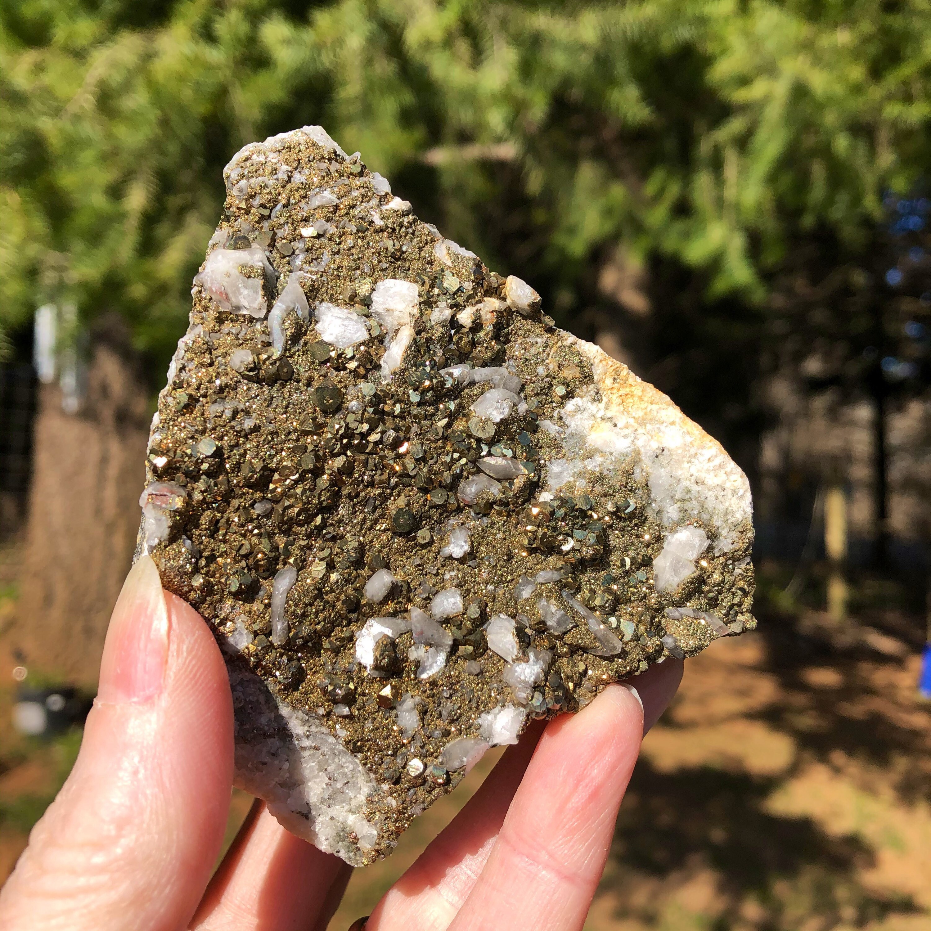 326g Double Sided Pyrite and Red Calcite Crystal Cluster Mineral ...