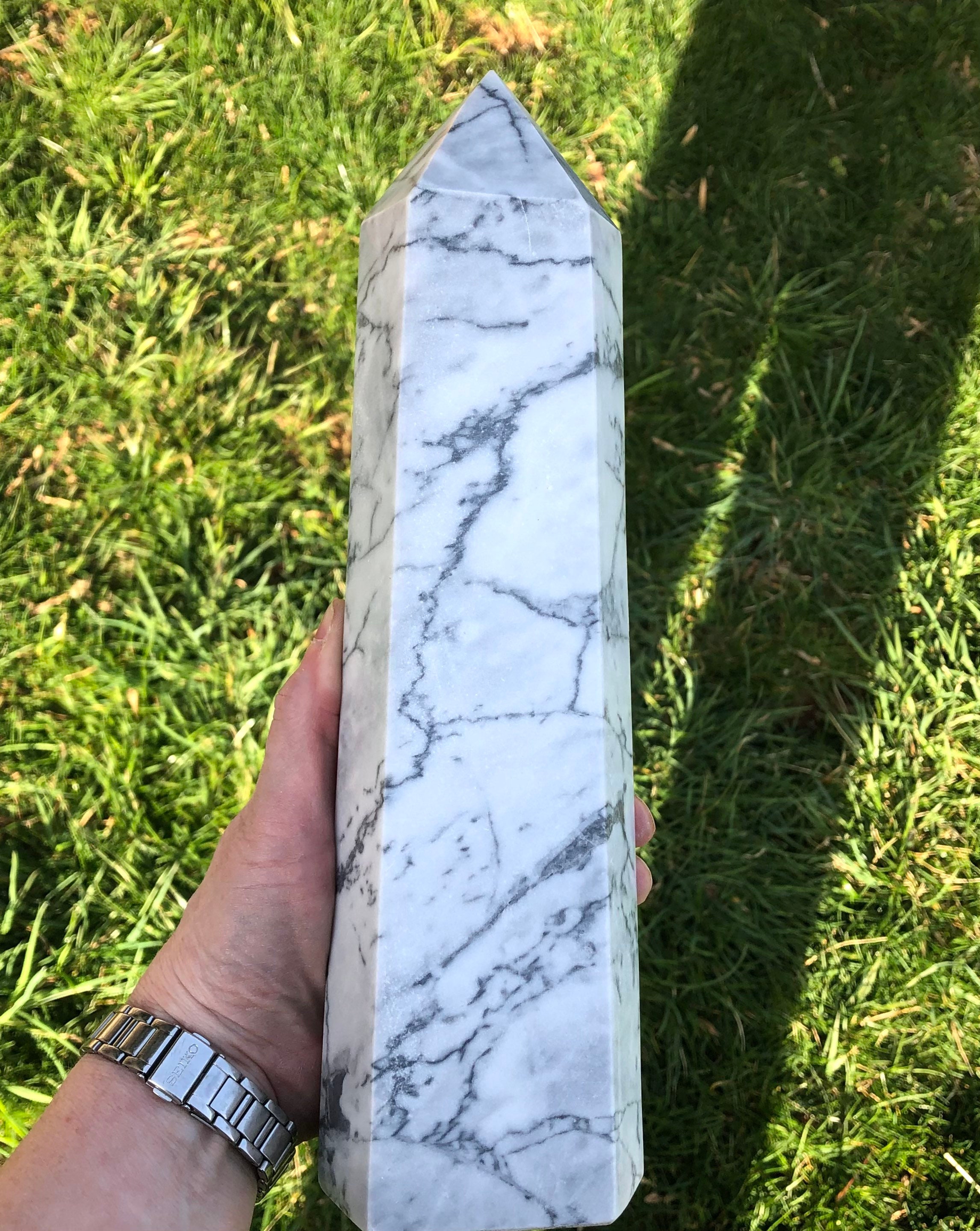 5.88 lb Howlite aka Magnesite Obelisk Pillar Tower Point Wand Column ...