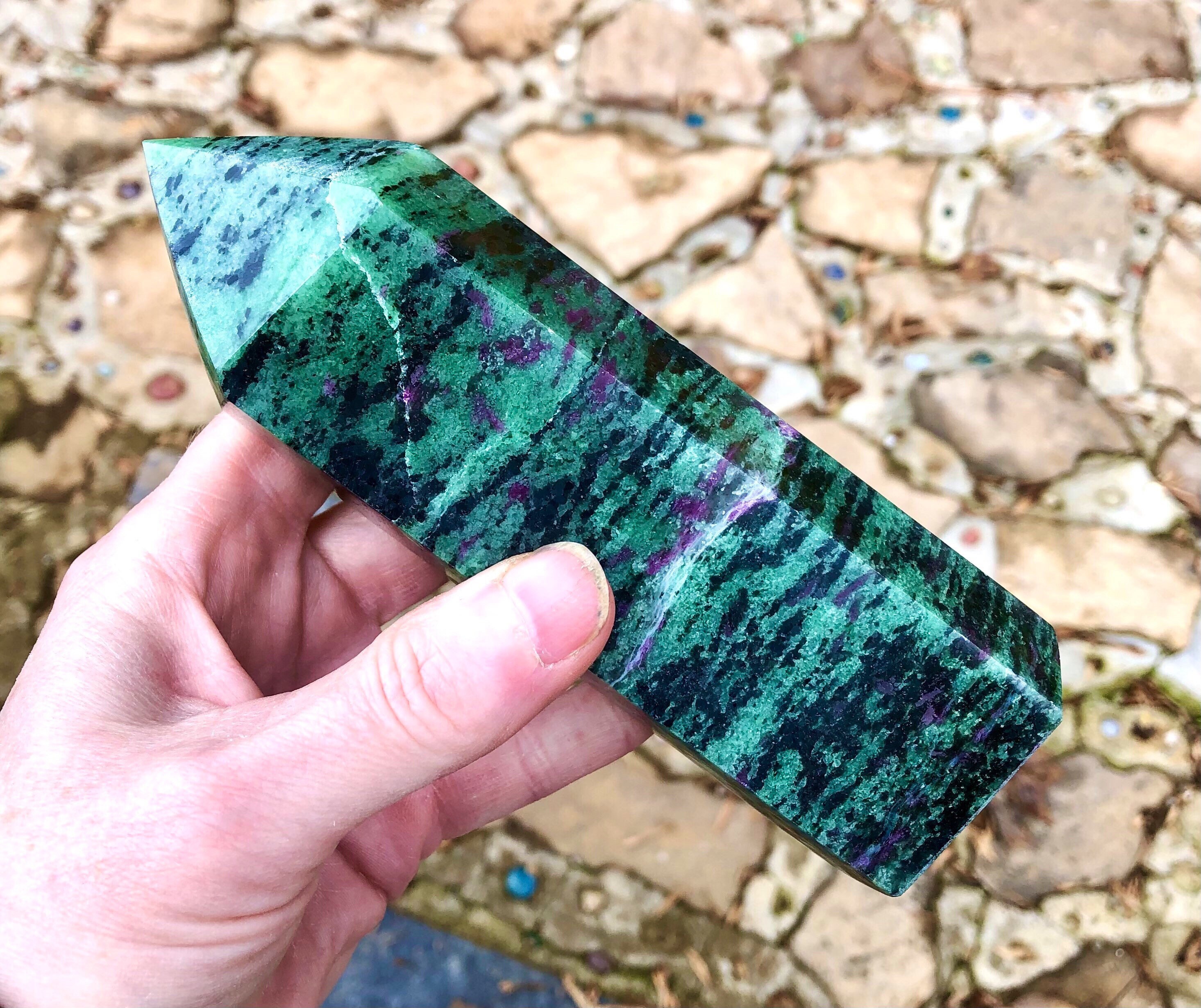 1.72 lb Ruby Zoisite Obelisk Pillar Tower Point Wand Column Mineral ...