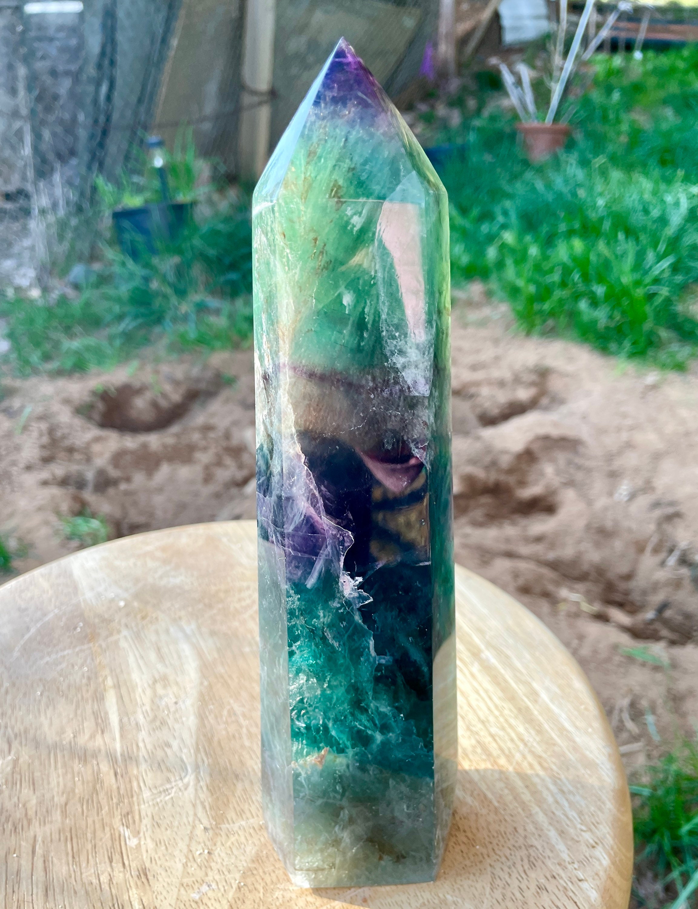 3.55 lb Rainbow Fluorite Obelisk Pillar Tower Point Wand Column Generator