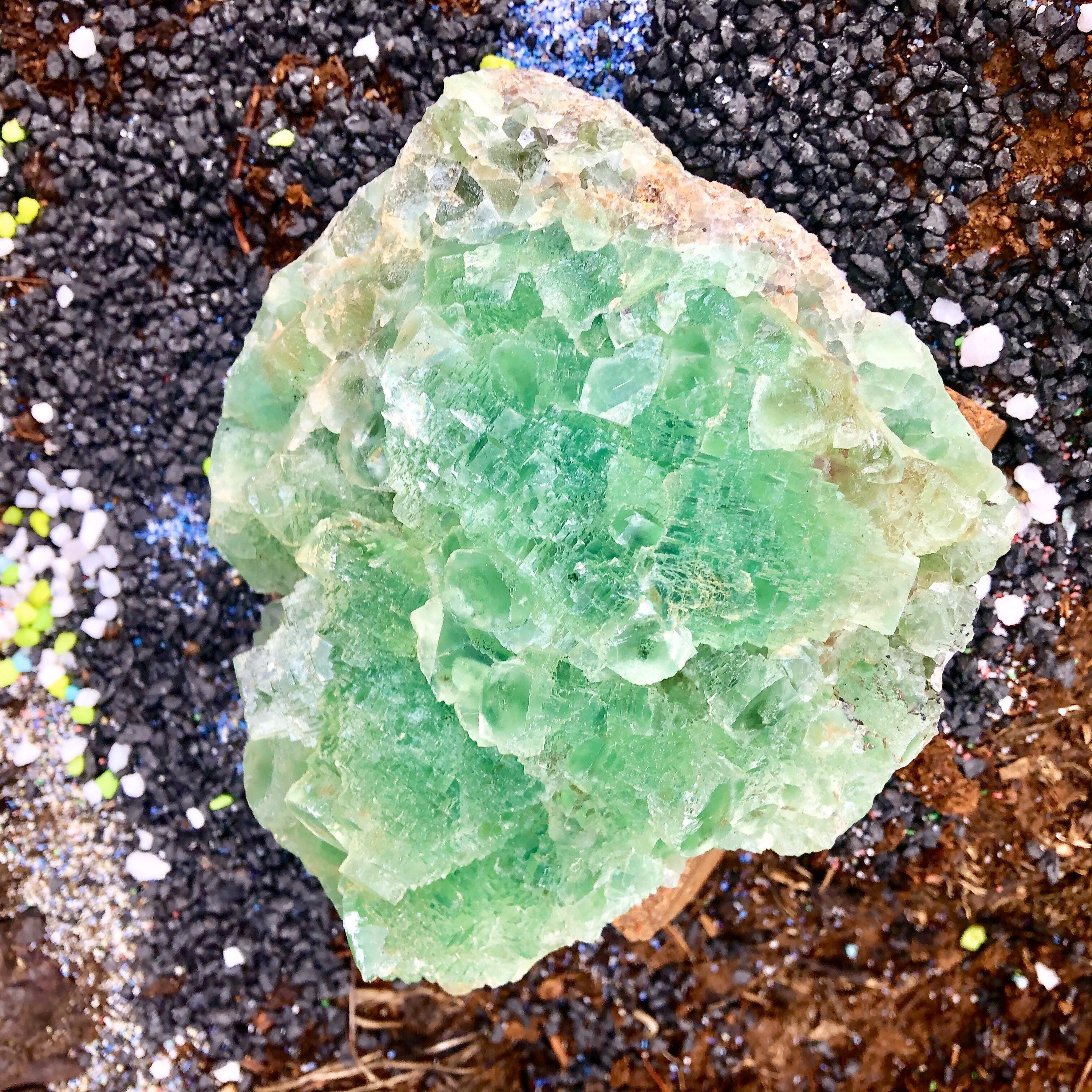 1596g Large Lime Green Cubic Octagonal Fluorite Crystal Cluster Mineral ...