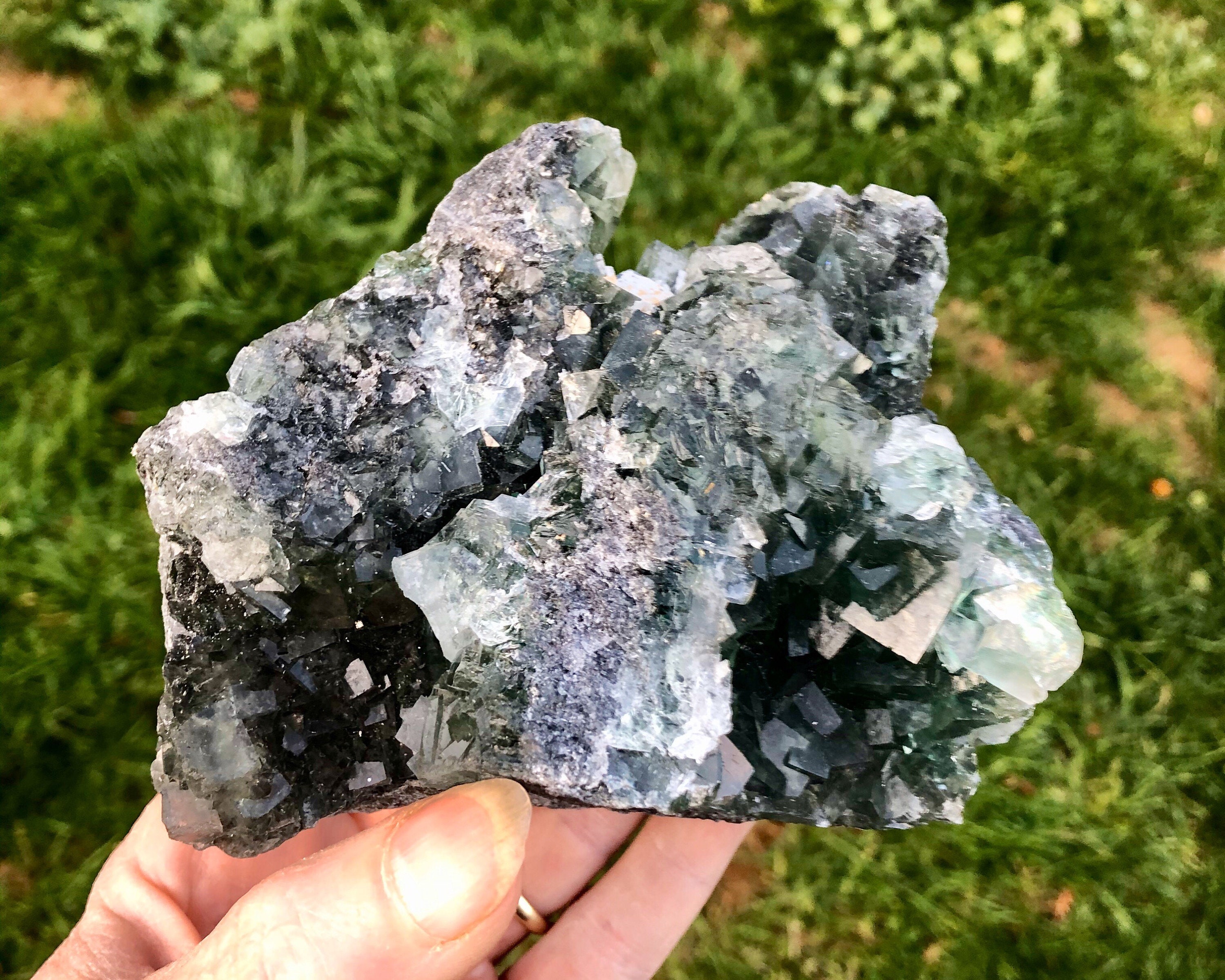734g Transparent Green Trapezoidal and Cubic Fluorite Large Crystal ...