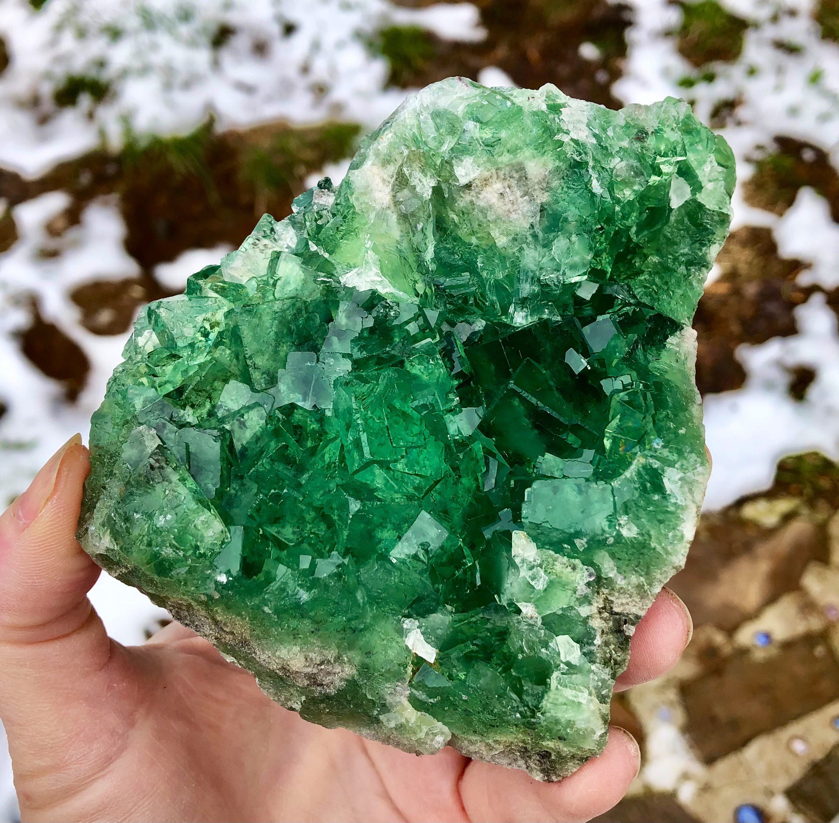 816g Vivid Green Cubic Fluorite Crystal Cluster Mineral Display Specimen