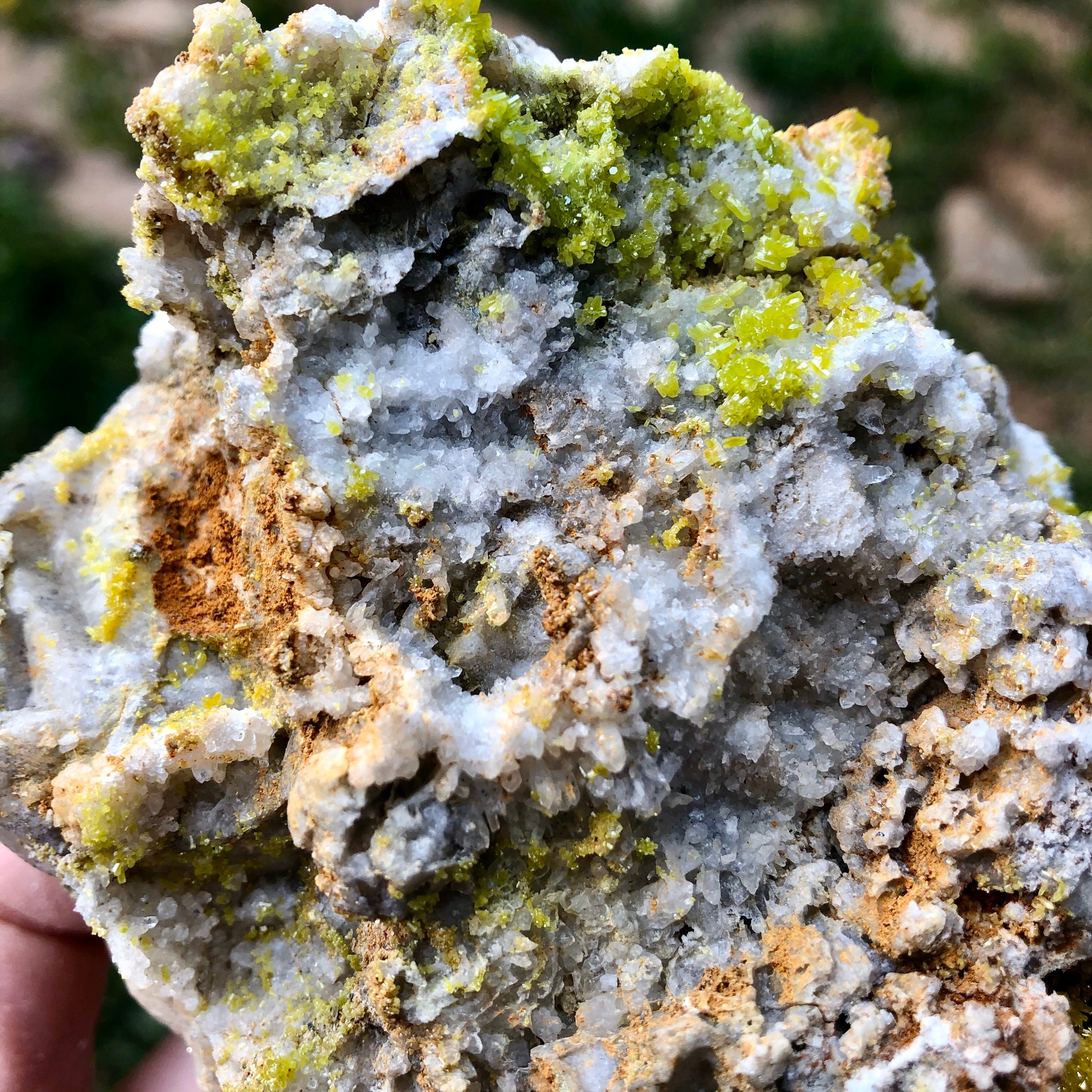 460g Chartreuse Pyromorphite Crystals On Quartz And Calcite Mineral ...
