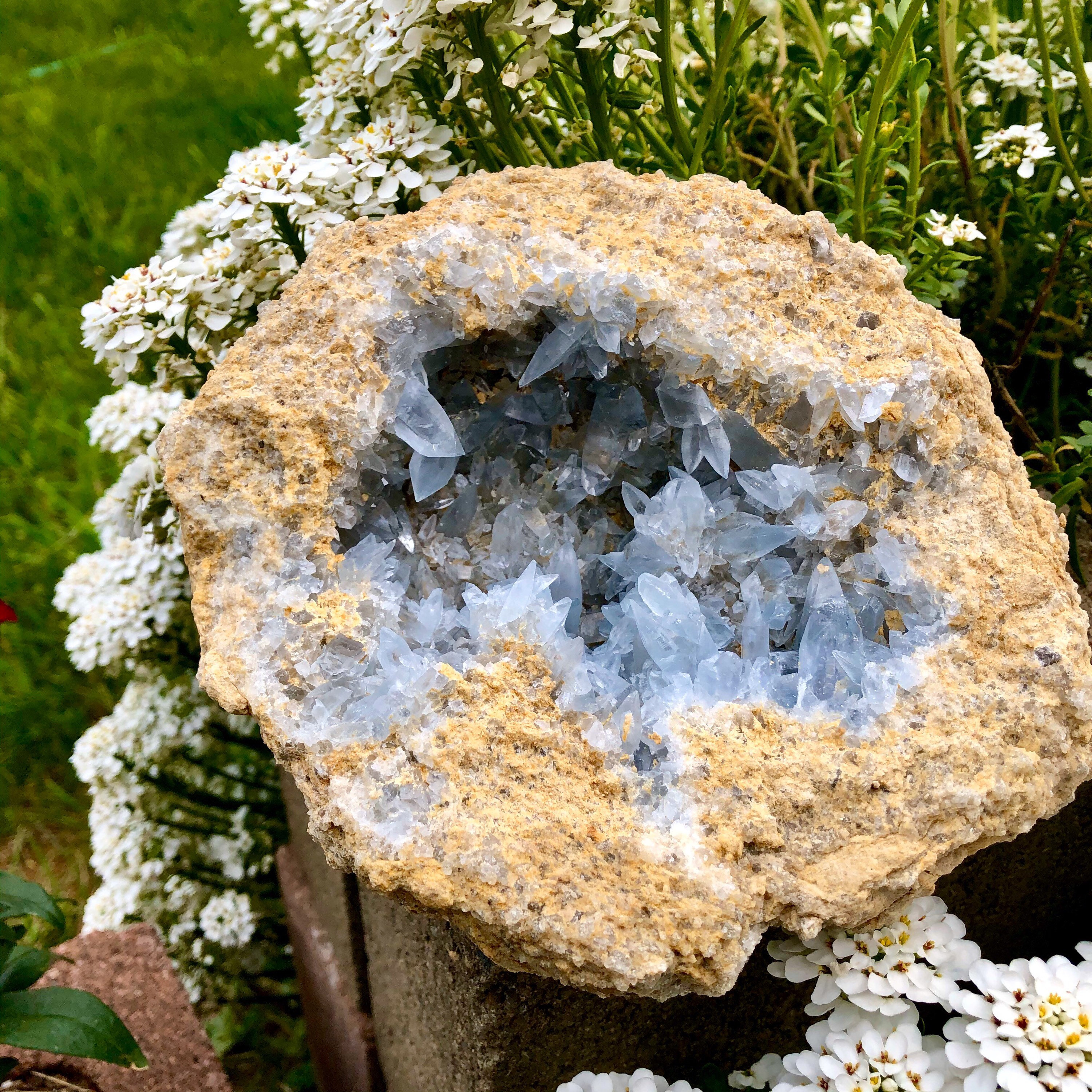 5.73 lbs Blue Celestite Celestine Geode Crystal Cluster Mineral Display ...