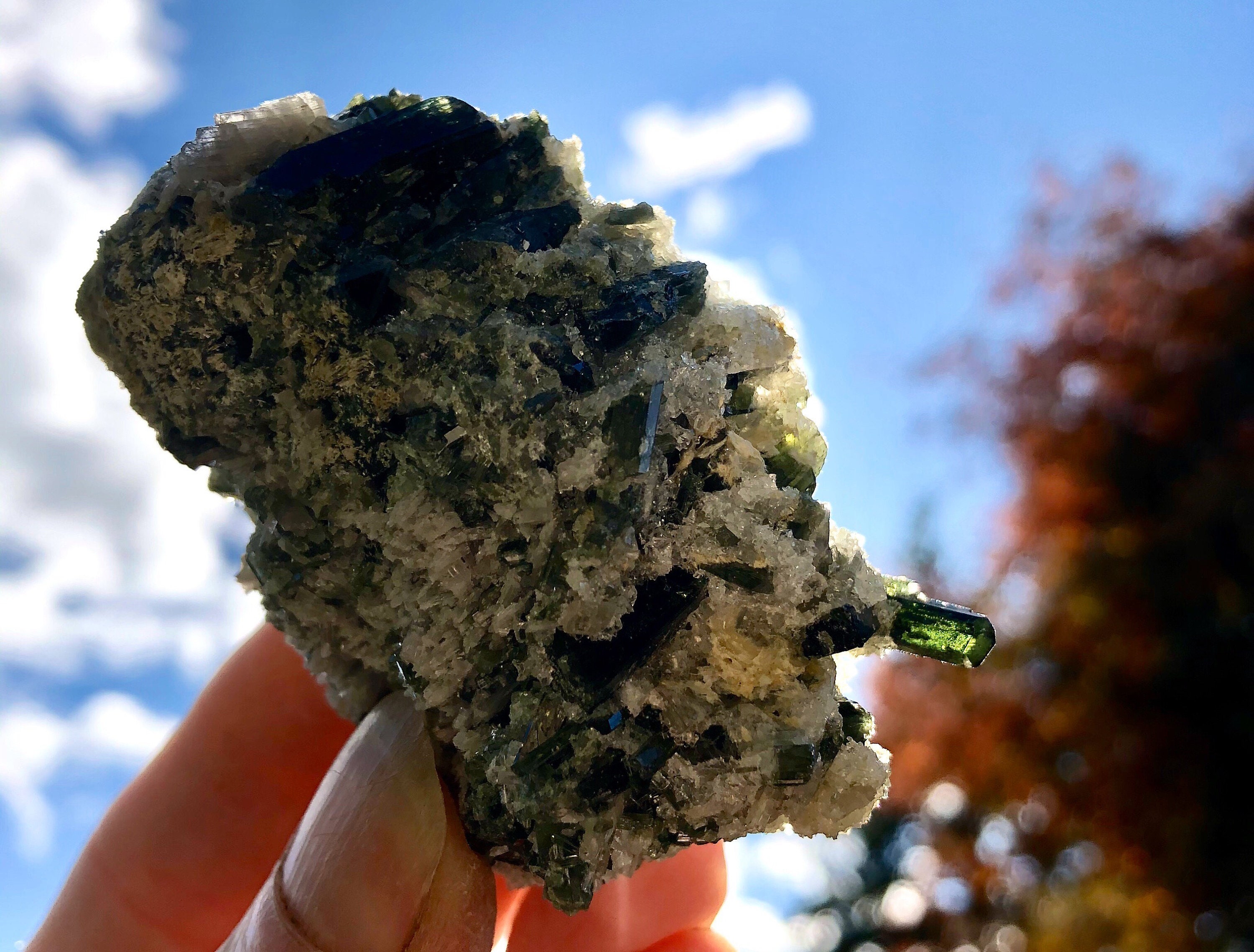 78g Green Diopside with Quartz and Calcite Crystal Cluster Specimen