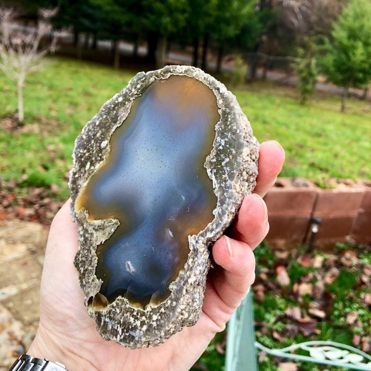Large Oregon Thunder Egg Half polished for display or Home Decor