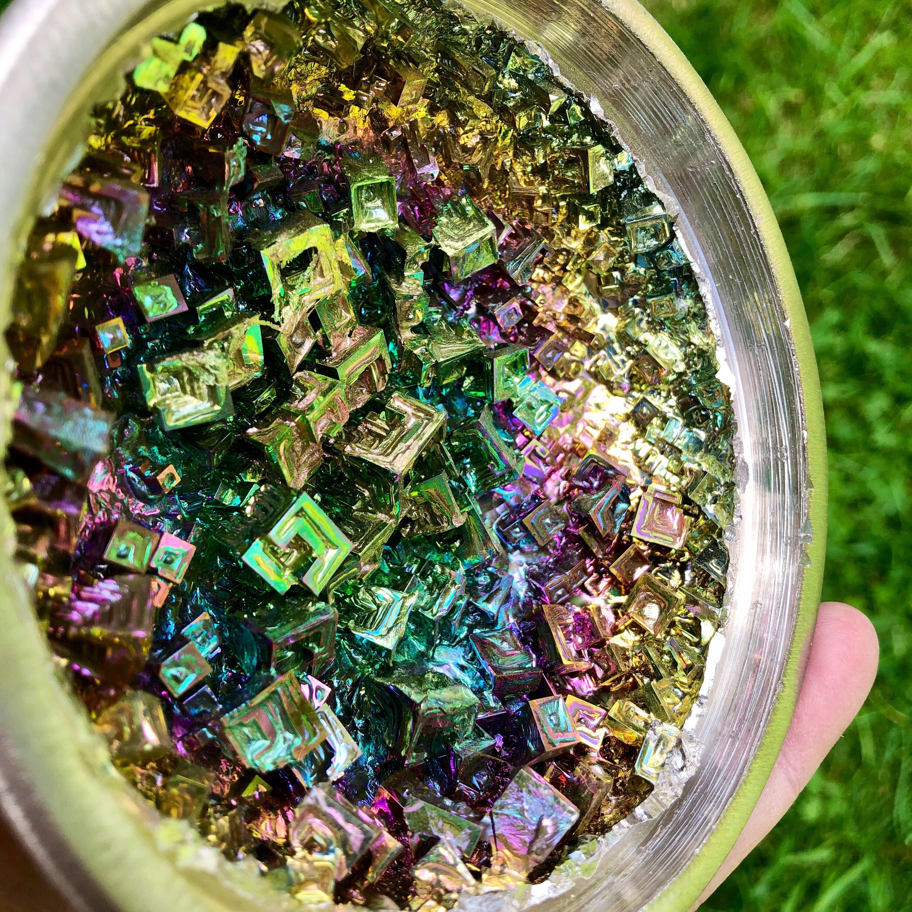 616g Rainbow Bismuth Bowl Crystal Cluster Specimen