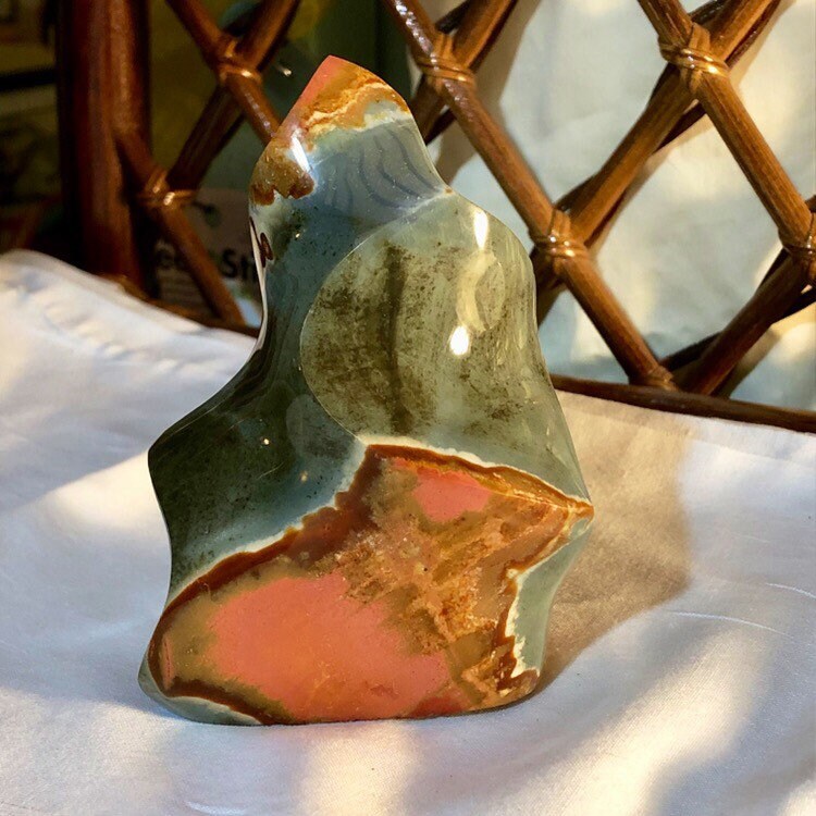 Large Polychrome Jasper Freeform with twisted flame shape