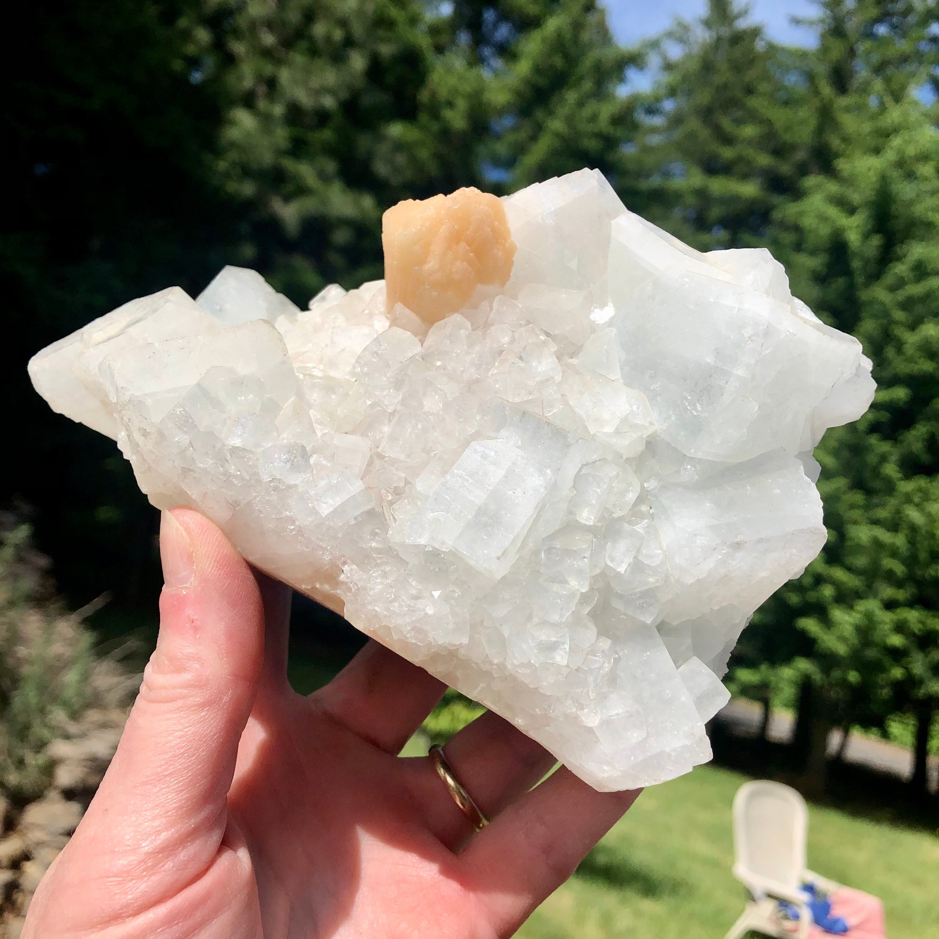 2.28 lb Apophyllite With Stilbite Flower Crystal Cluster Mineral ...