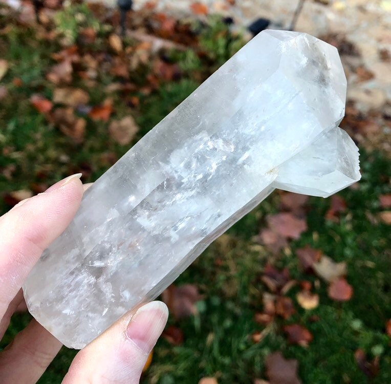 Large Quartz Crystal Point with Self Healed Twin Crystal