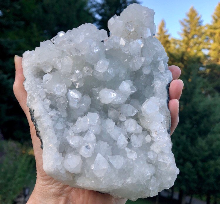 Large Clear and White Apophyllite Crystal Cluster