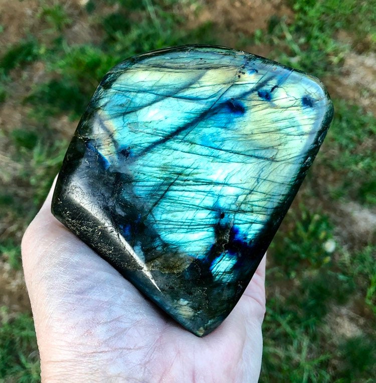 654g Spectralite Labradorite Standing Freeform Mineral Specimen