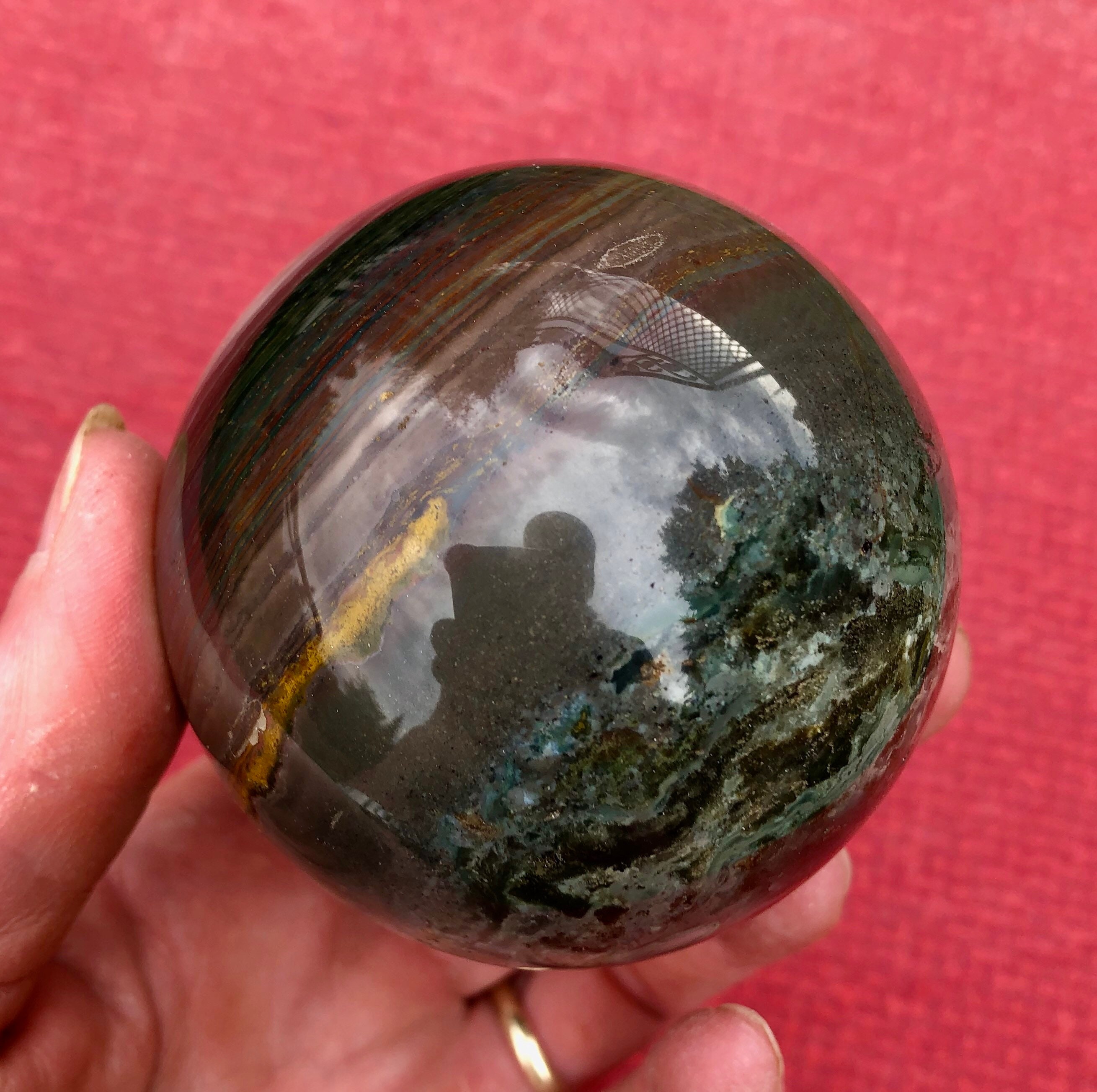 70mm Polychrome Jasper Sphere Orb Ball Mineral Display Specimen