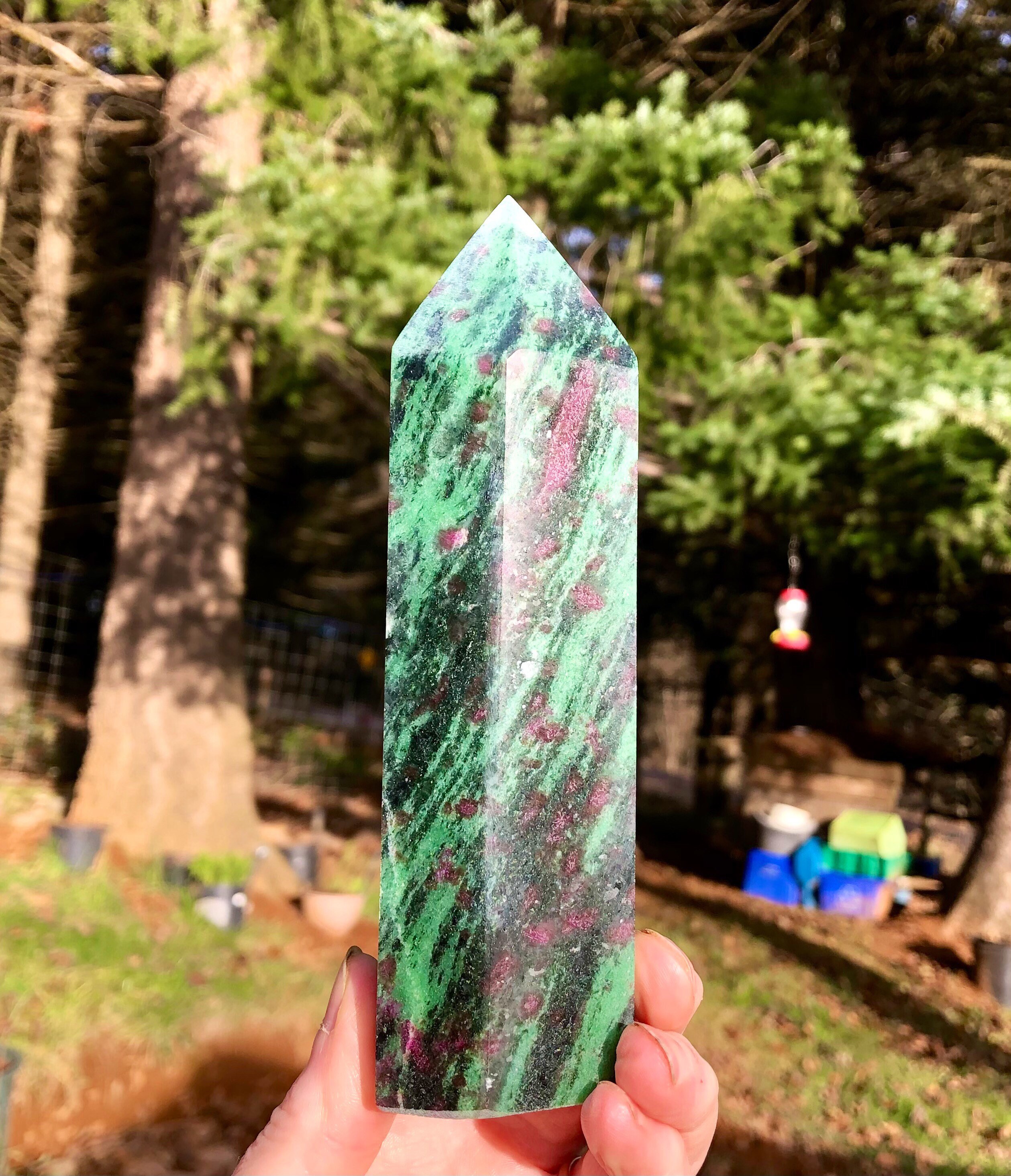 614g Ruby Zoisite Obelisk Pillar Tower Point Wand Column Mineral ...