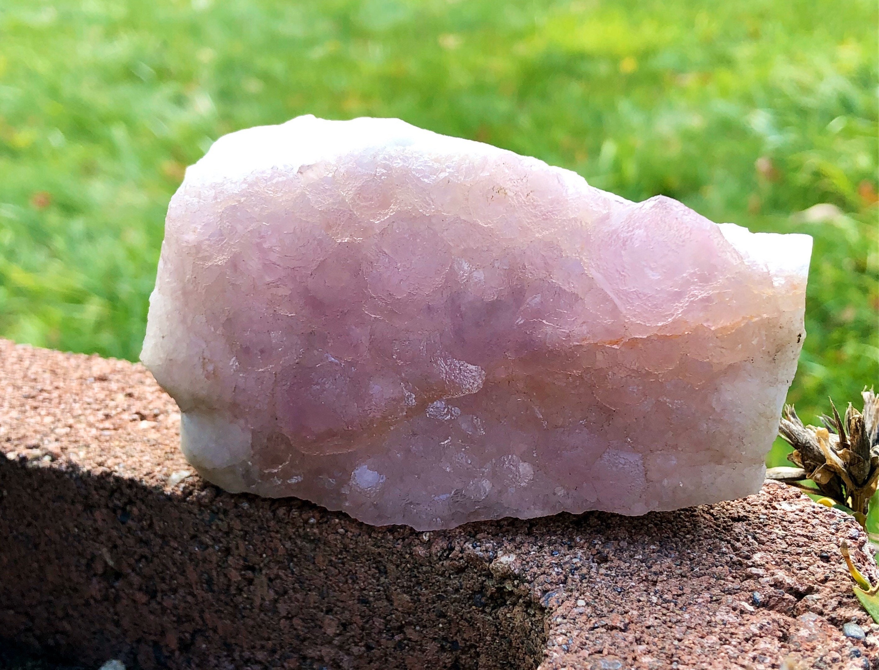 Pink Irregular Fluorite Crystal Cluster Specimen on White Quartz Matrix