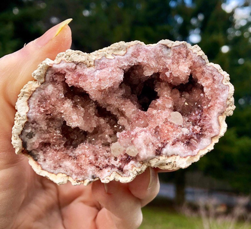 Pink Amethyst Geode Crystal Cluster