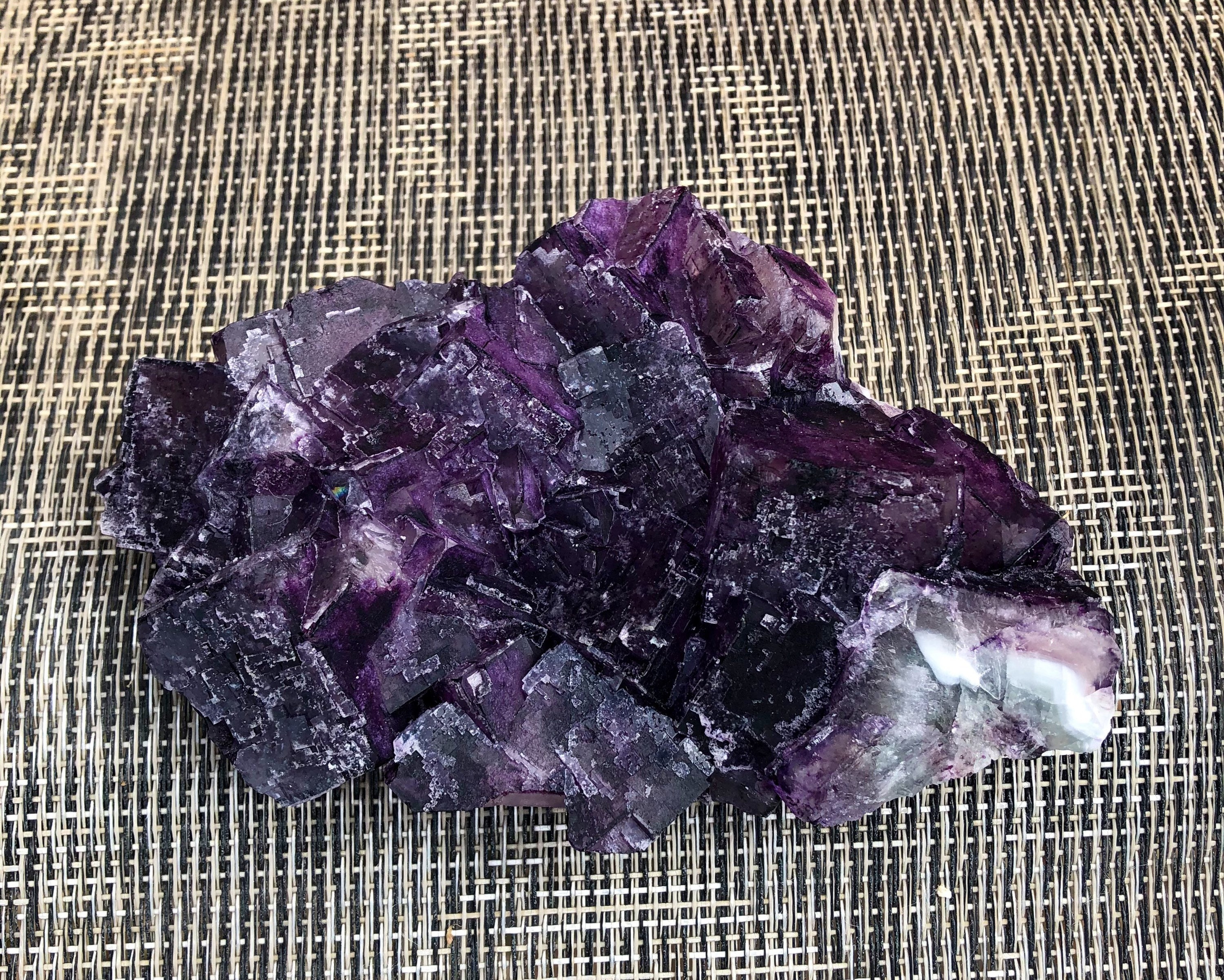 350g Dark Purple Cubic Ladder Fluorite Crystal Cluster Mineral Display ...