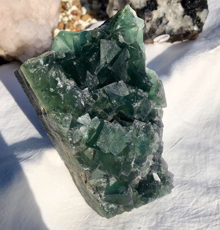 320g Green Fluorite Crystal Cluster Mineral Specimen