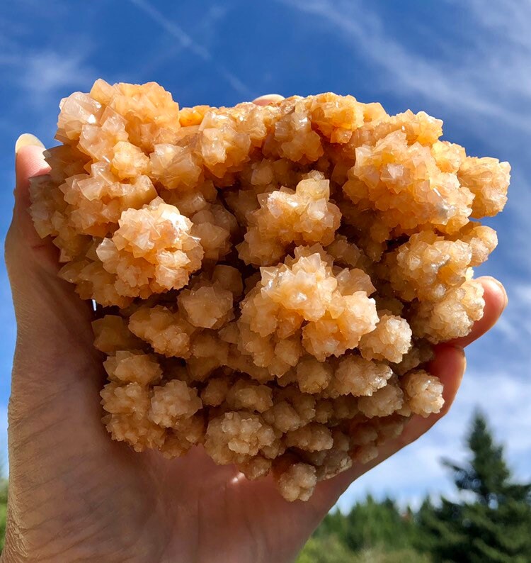 Large Orange Calcite Crystal Cluster Specimen