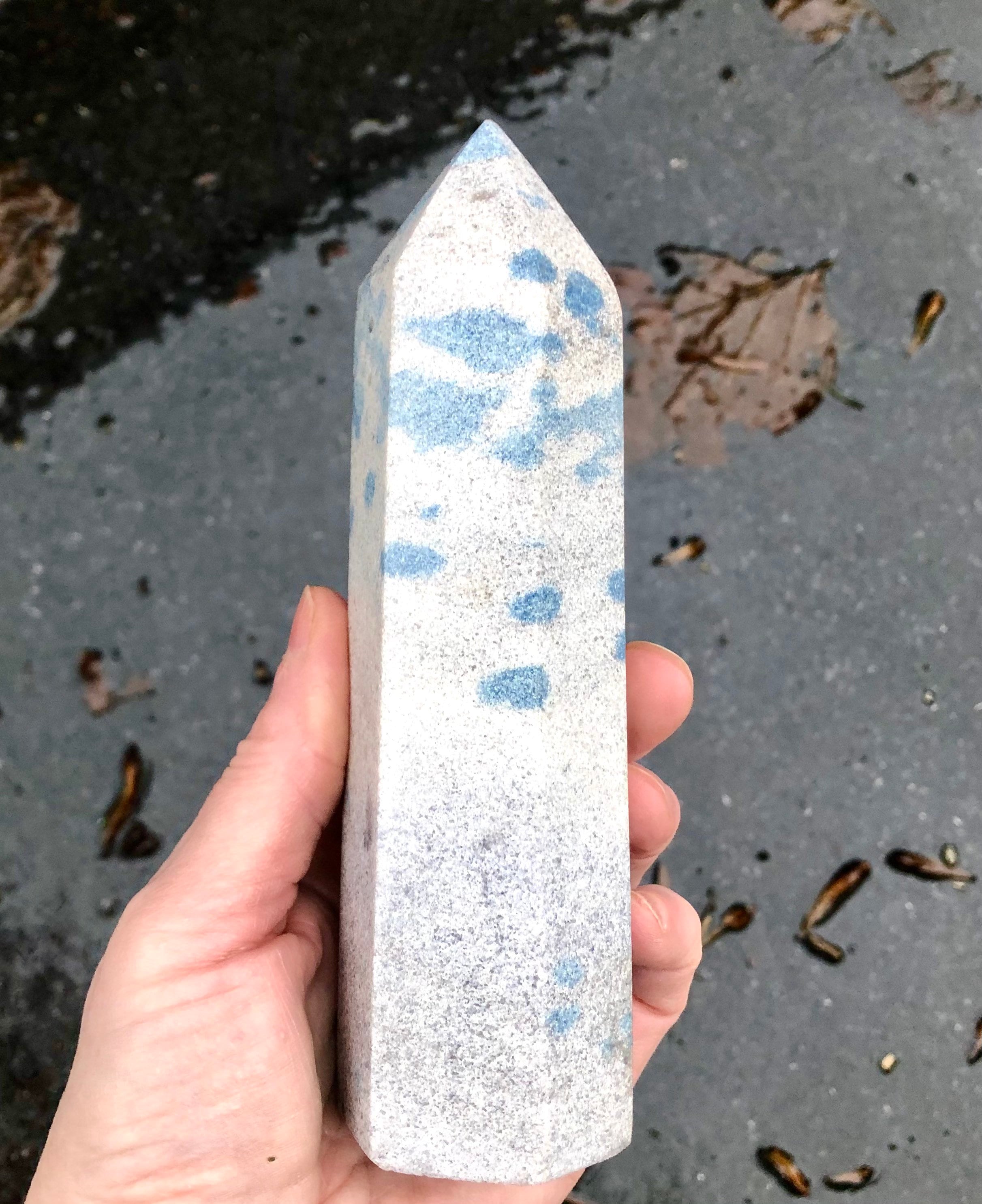 508g Azurite And Granite K2 Stone Obelisk Pillar Tower Point Wand ...