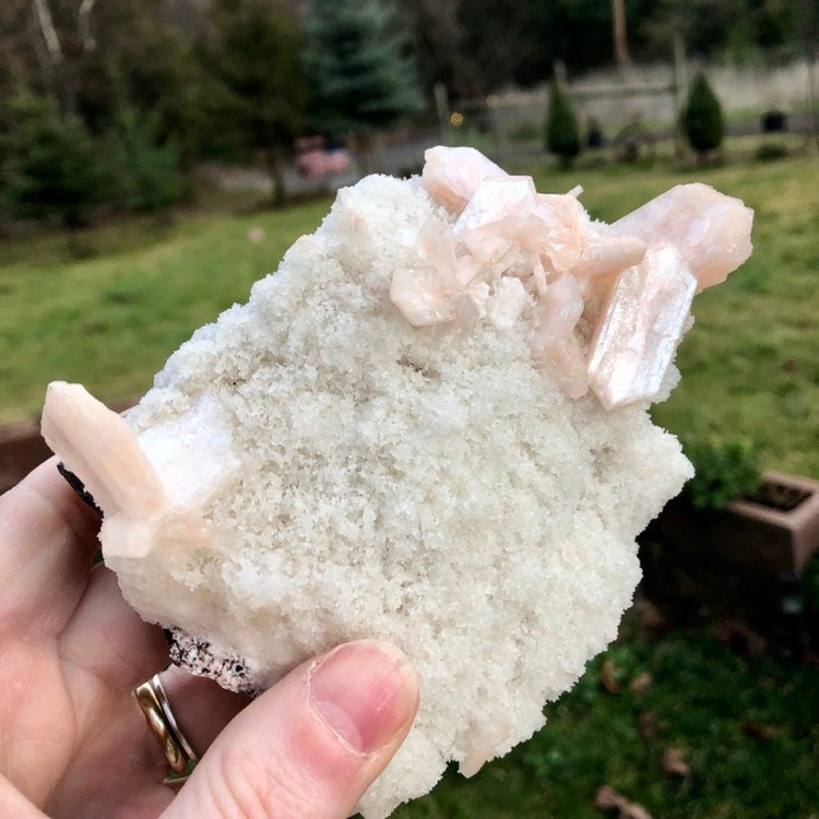 Peach Stilbite and Stalactic Chalcedony on matrix large crystal cluster ...