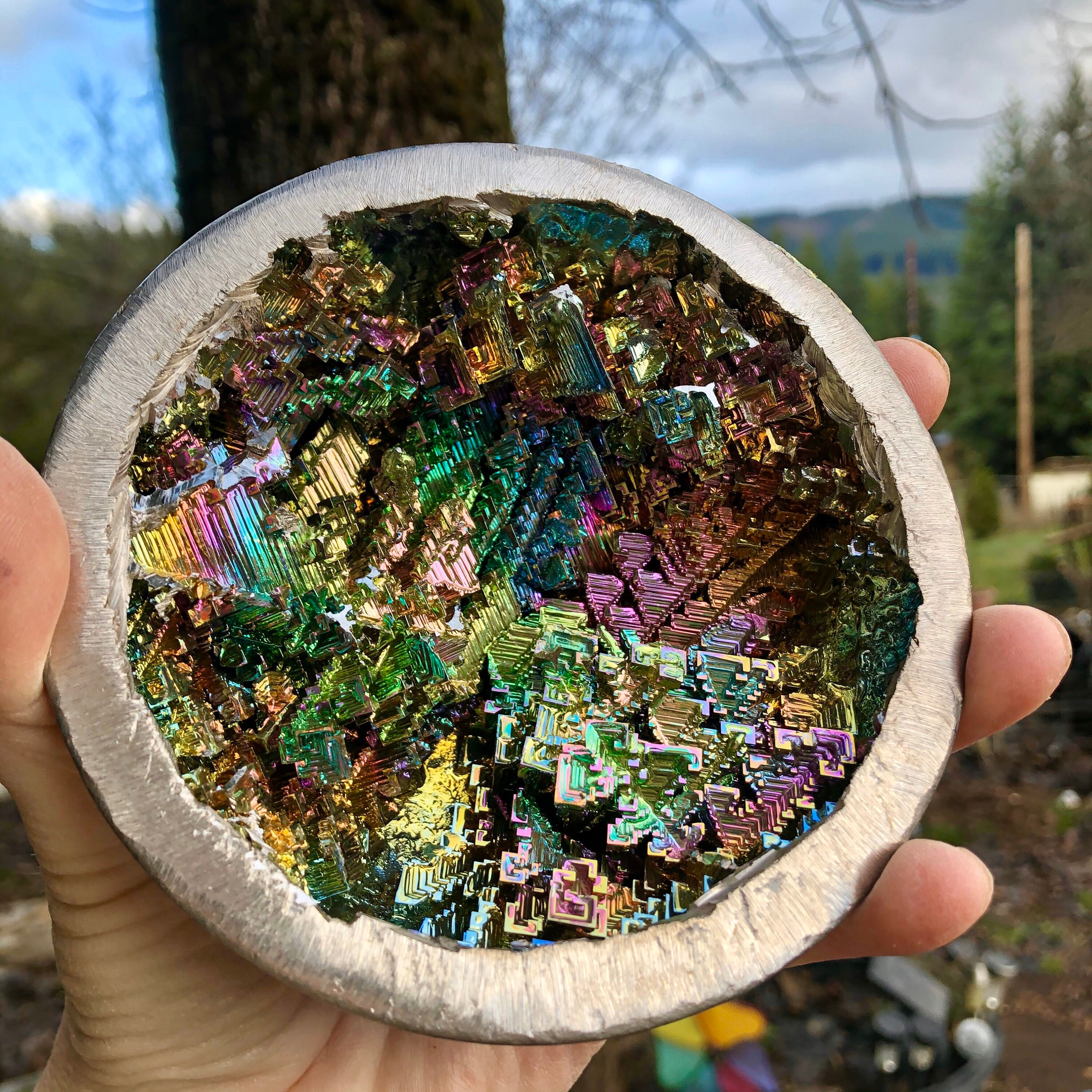 918g Large Bismuth Crystal Cluster Bowl Shaped Specimen