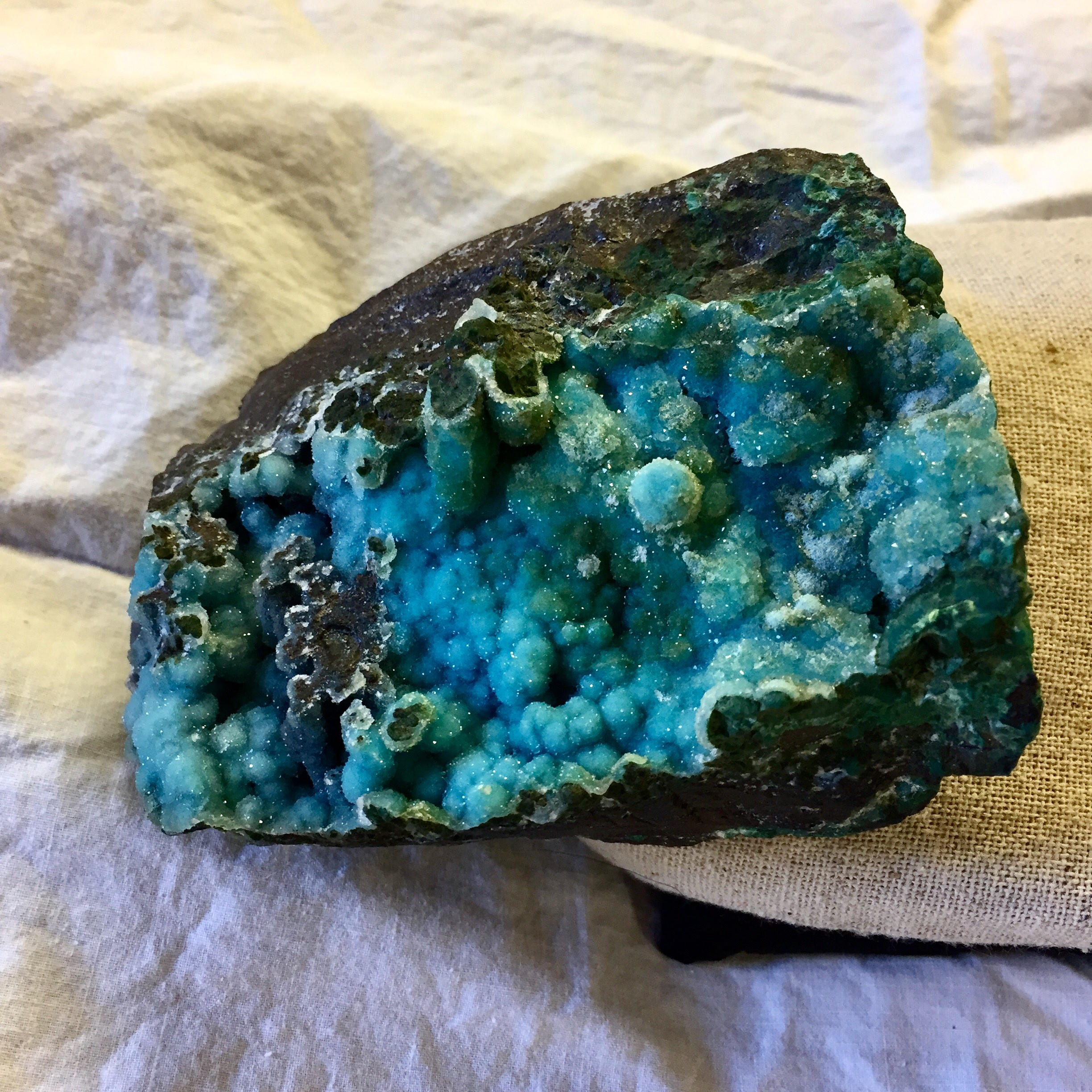 HEMIMORPHITE cluster with bright blue colors that are extremely vivid