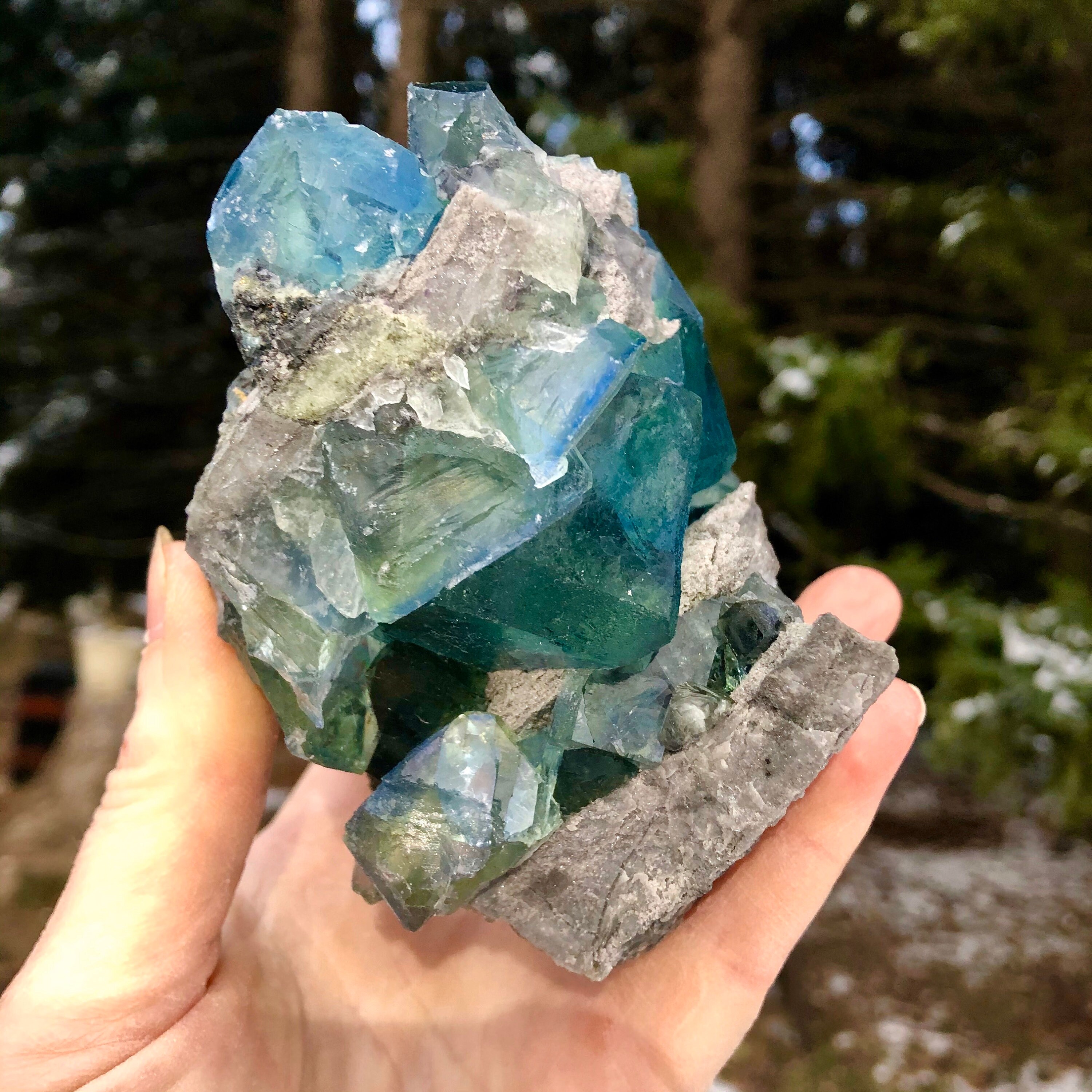 Aqua Blue Large Cube Fluorite Crystal Cluster Specimen