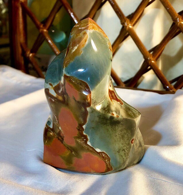 Large Polychrome Jasper Freeform with twisted flame shape