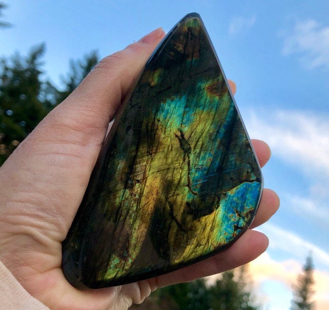 Labradorite Freeform with blue, green, gold and orange color flashes