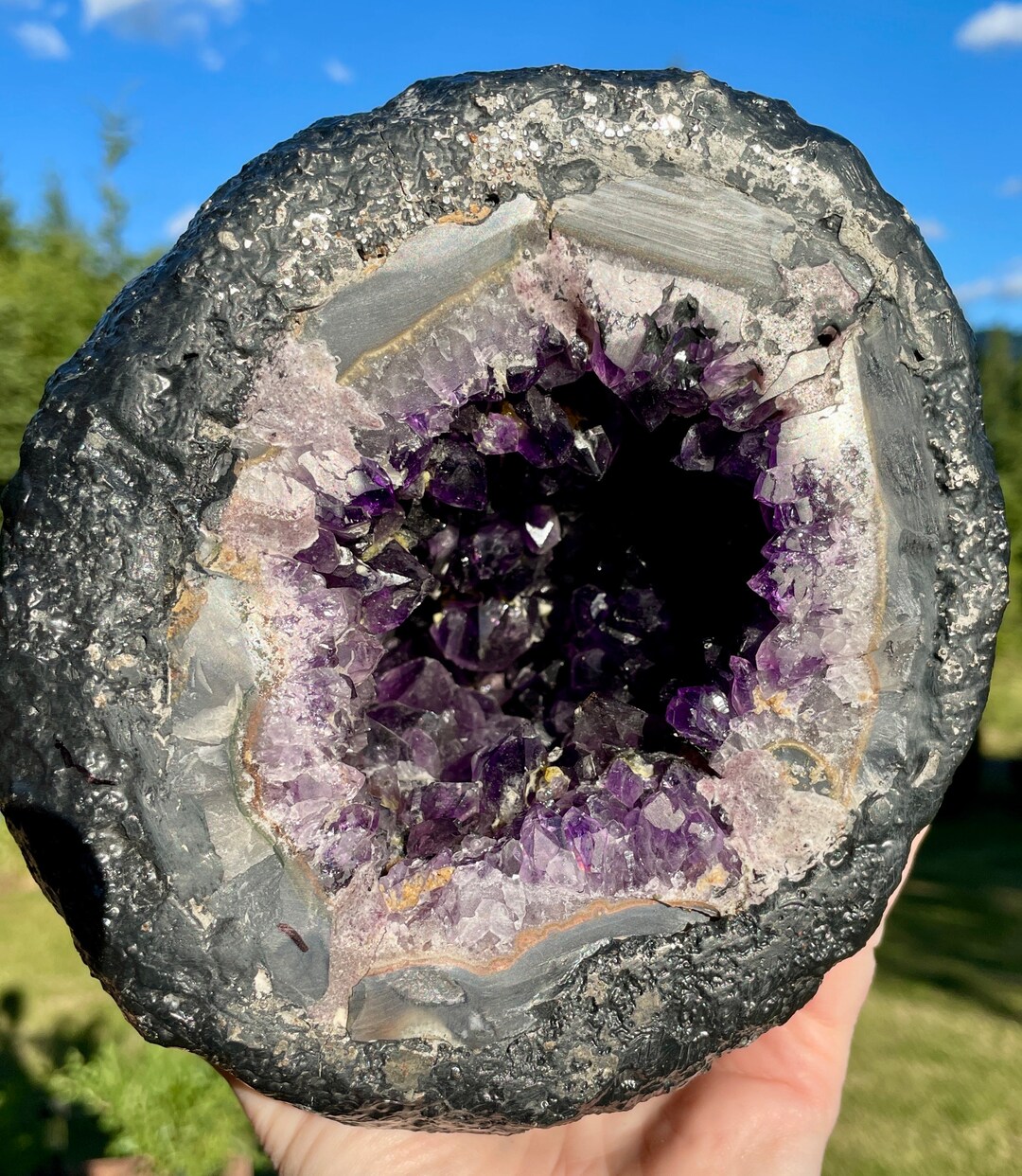 9.44 Lb Amethyst Geode With Yellow Calcite Crystal Cluster - Etsy