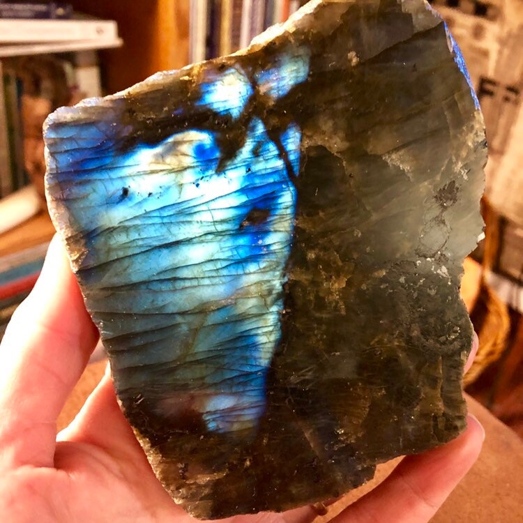 Labradorite Slab for display or lapidary use with bright blue flash