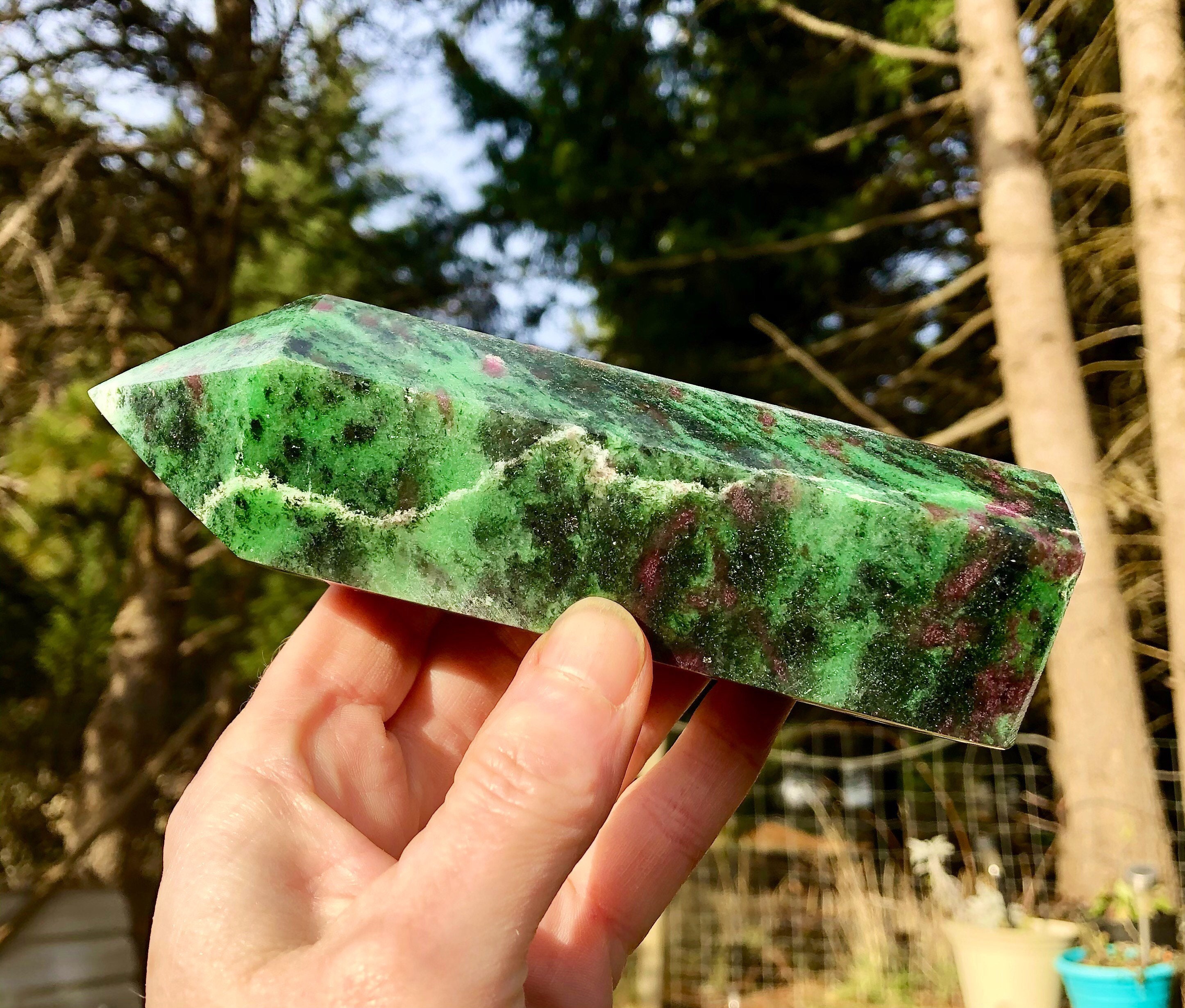 614g Ruby Zoisite Obelisk Pillar Tower Point Wand Column Mineral ...