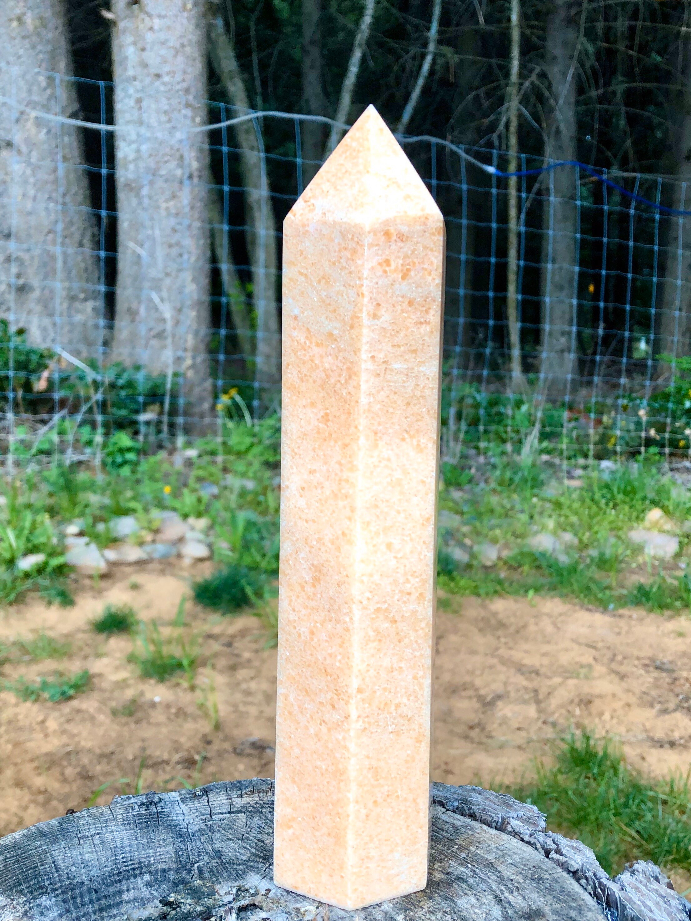 1056g Tall Sunstone Quartz Obelisk Pillar Tower Point Wand Column Spire ...