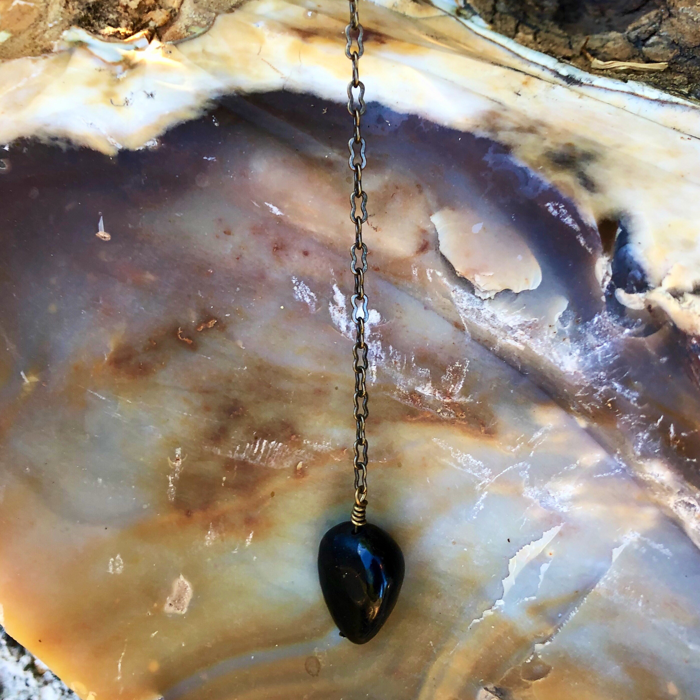 Pendulum with Shungite and Brass Chain for Divine Guidance and Reiki ...