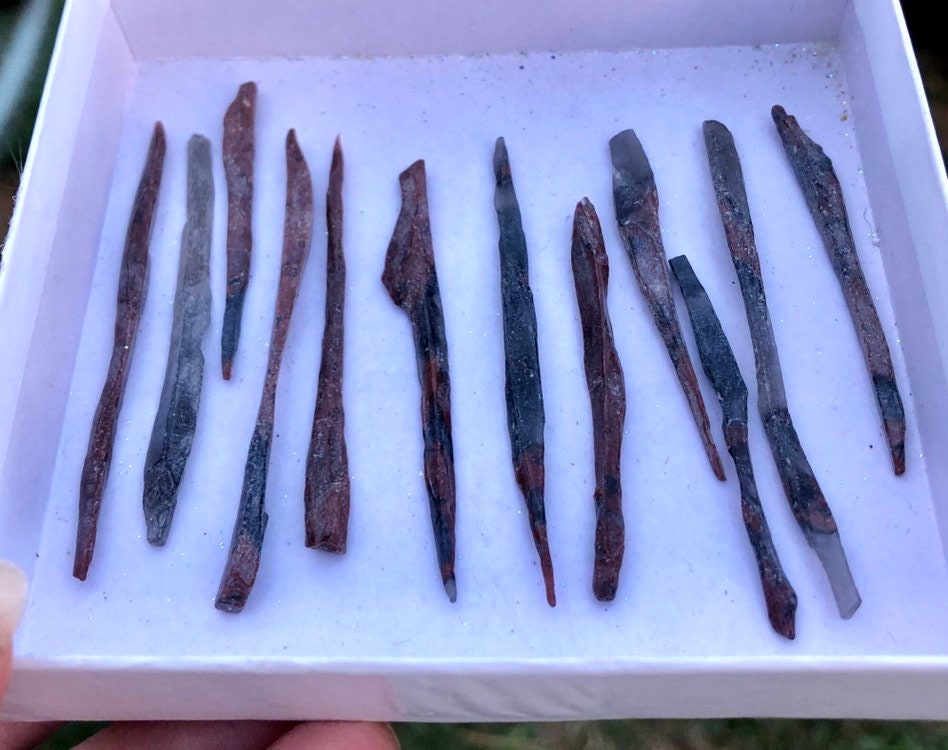 12 Obsidian Needles naturally formed very sharp Obsidian Specimens