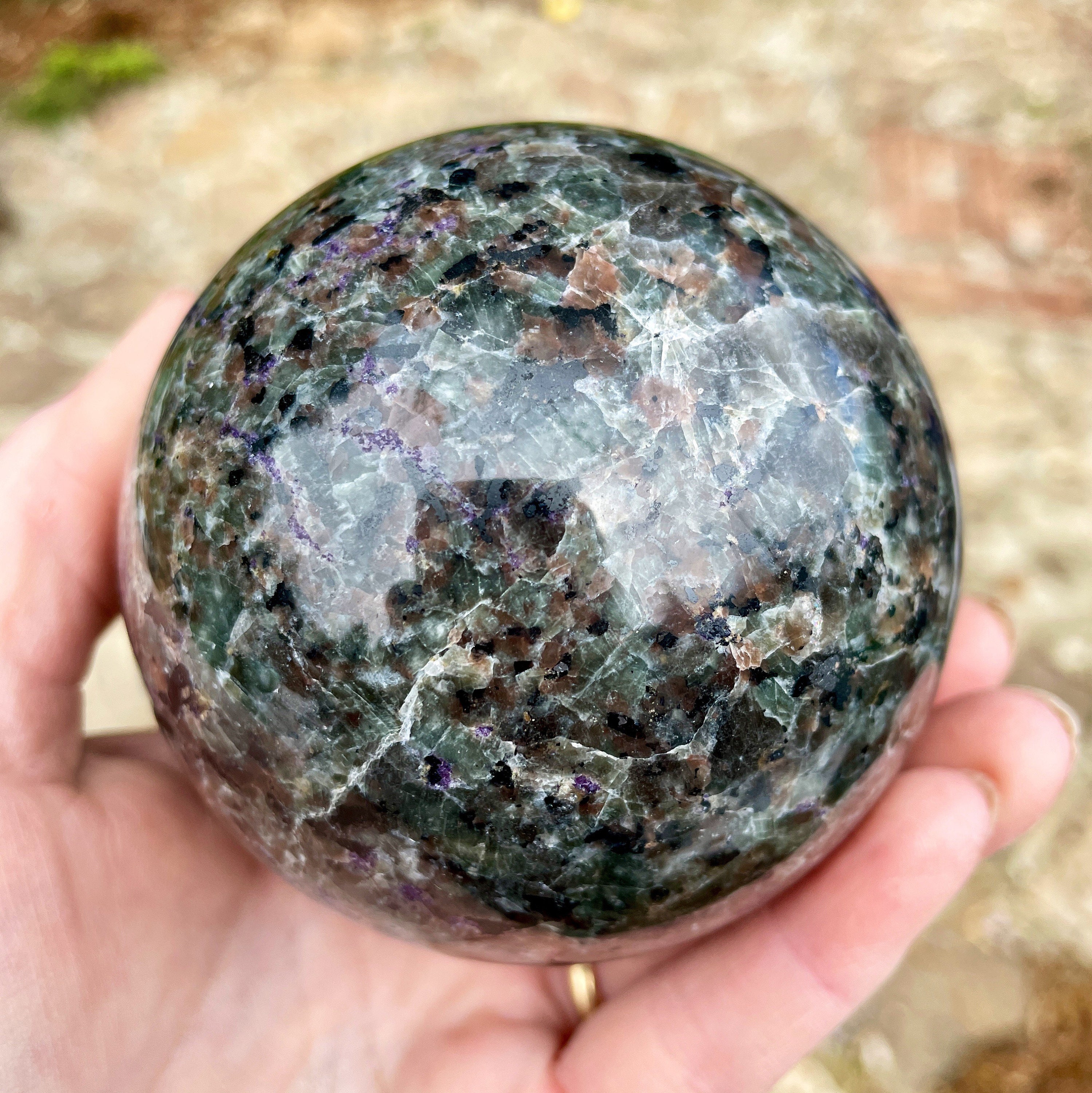 84mm UV Yooperlite aka Firestone Sphere Orb Ball Mineral Display Specimen