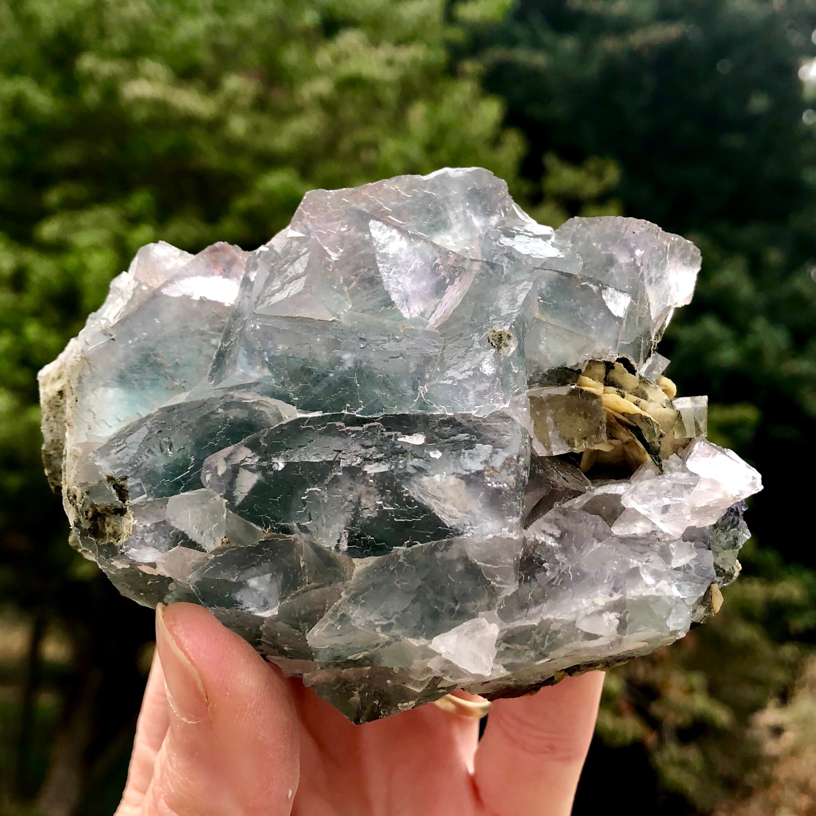 418g Lavender Over Green Cubic Fluorite With Barite and Hematite ...
