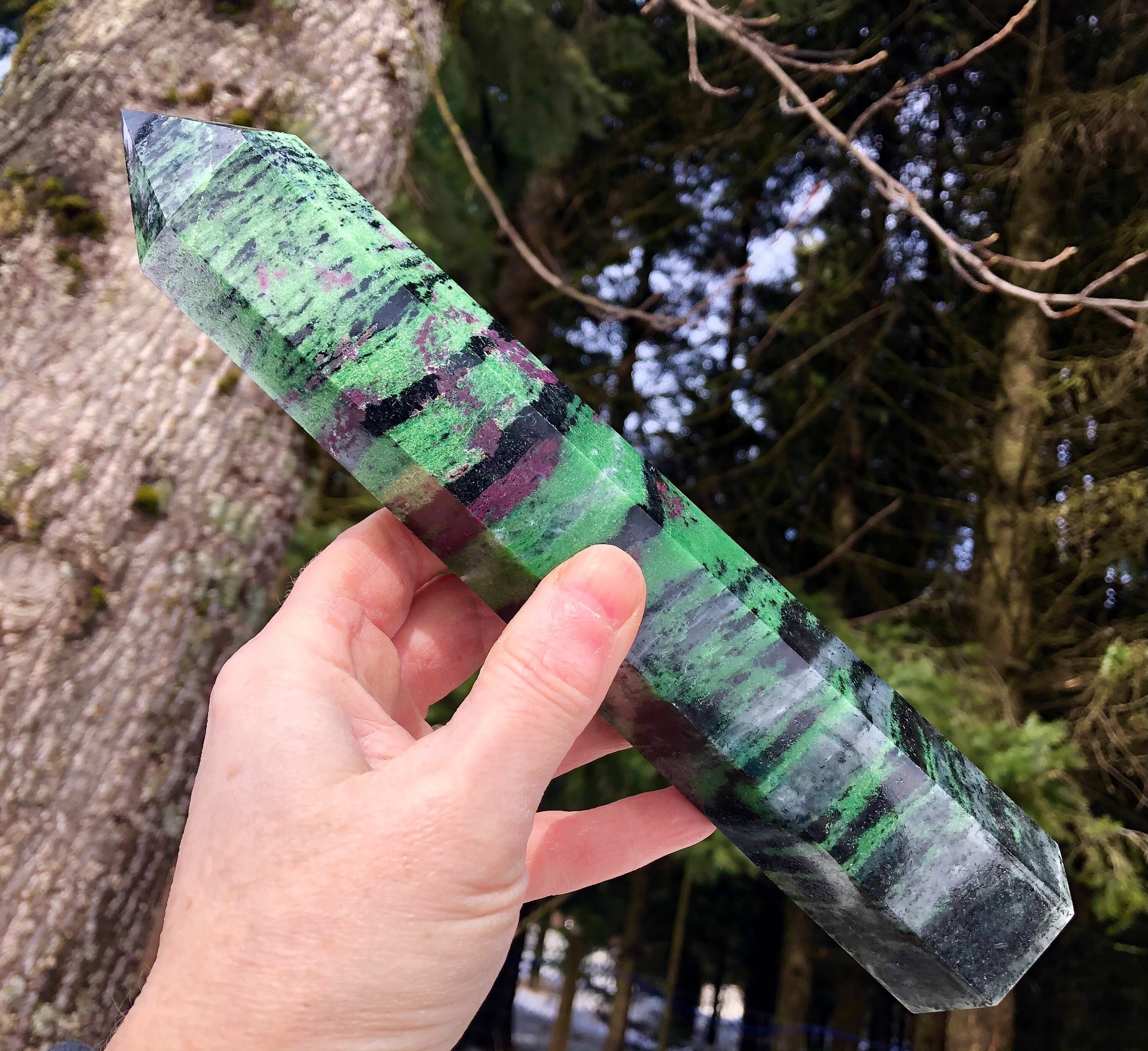 1.98 lb Ruby In Zoisite Obelisk Pillar Tower Point Wand Column Mineral ...