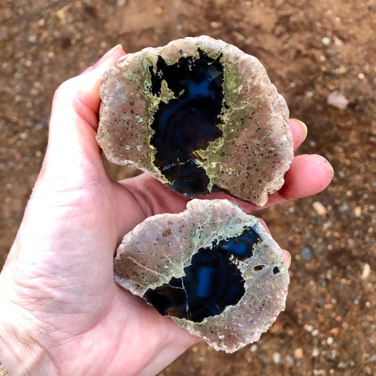 Dark blue Agate centered Oregon Thunder Egg from Richardsons Rock Ranch