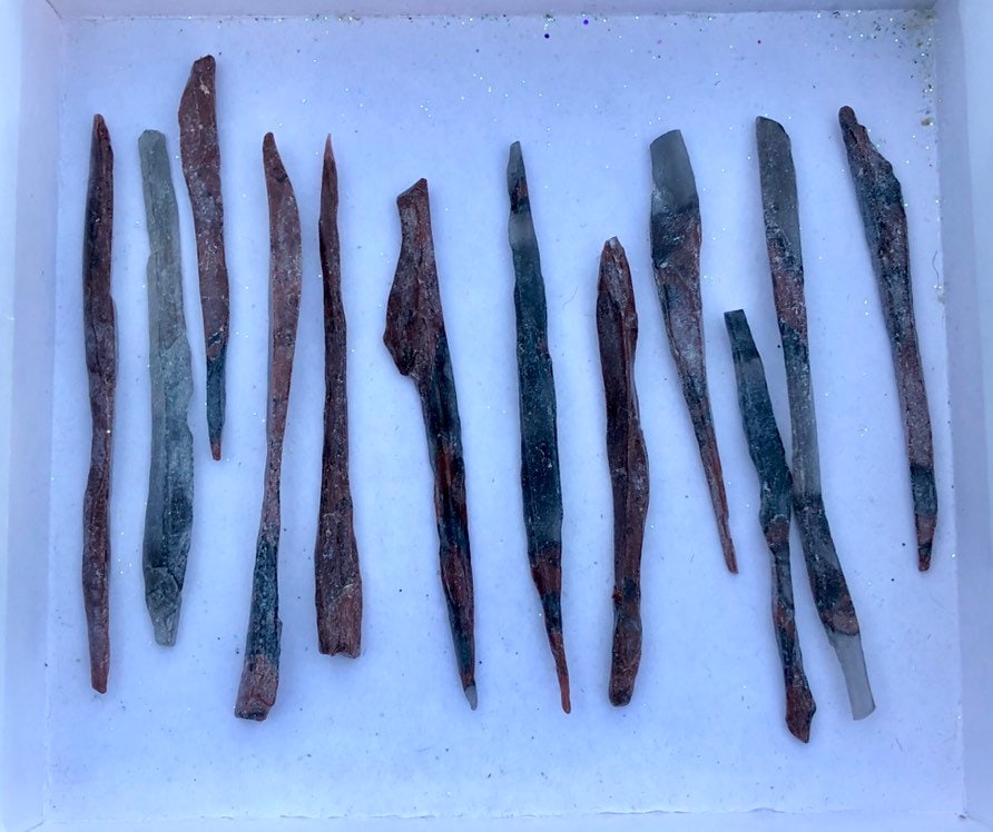 12 Obsidian Needles naturally formed very sharp Obsidian Specimens