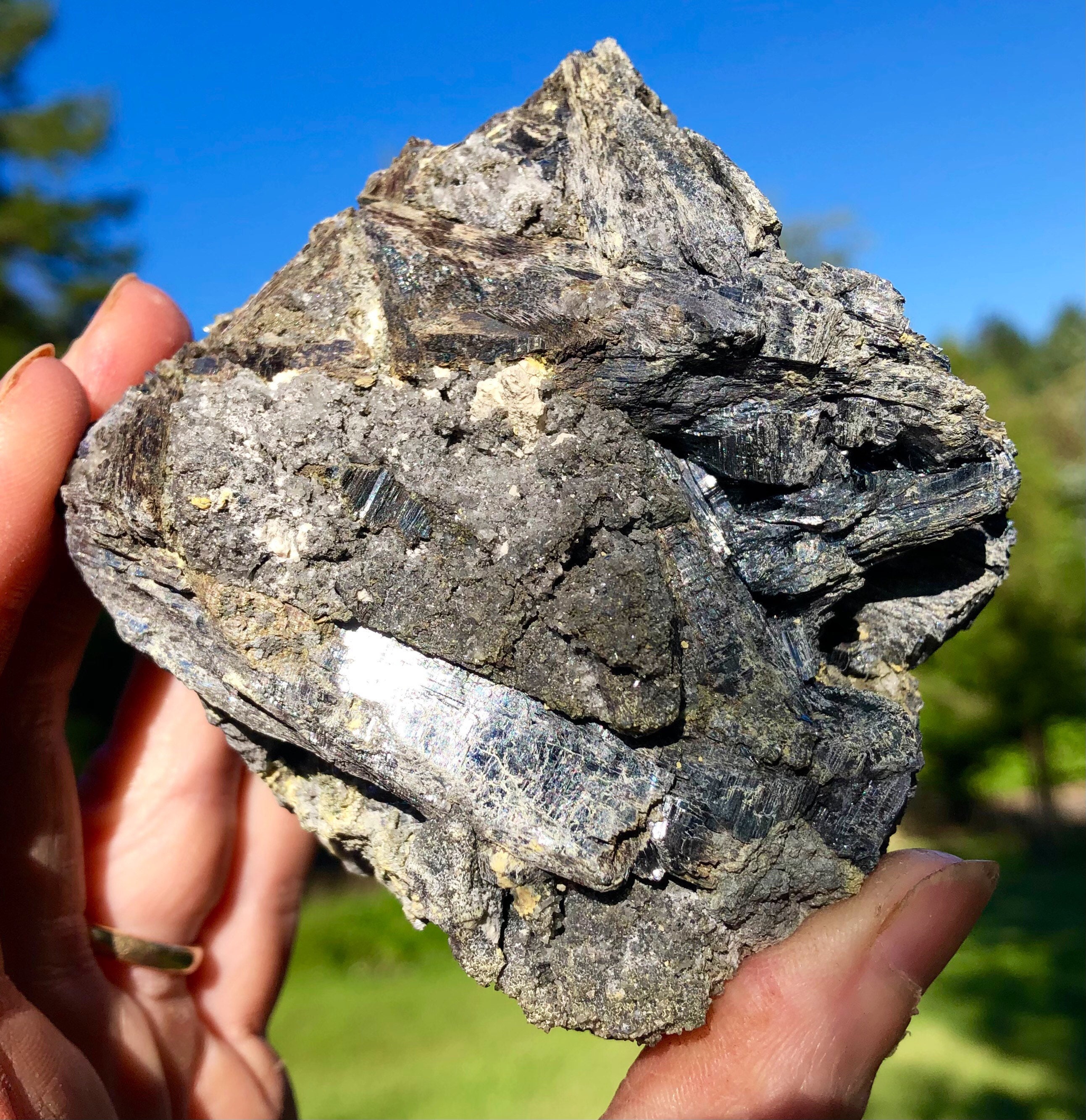 418g Stibnite aka Antimonite Crystal Cluster Mineral Display Specimen