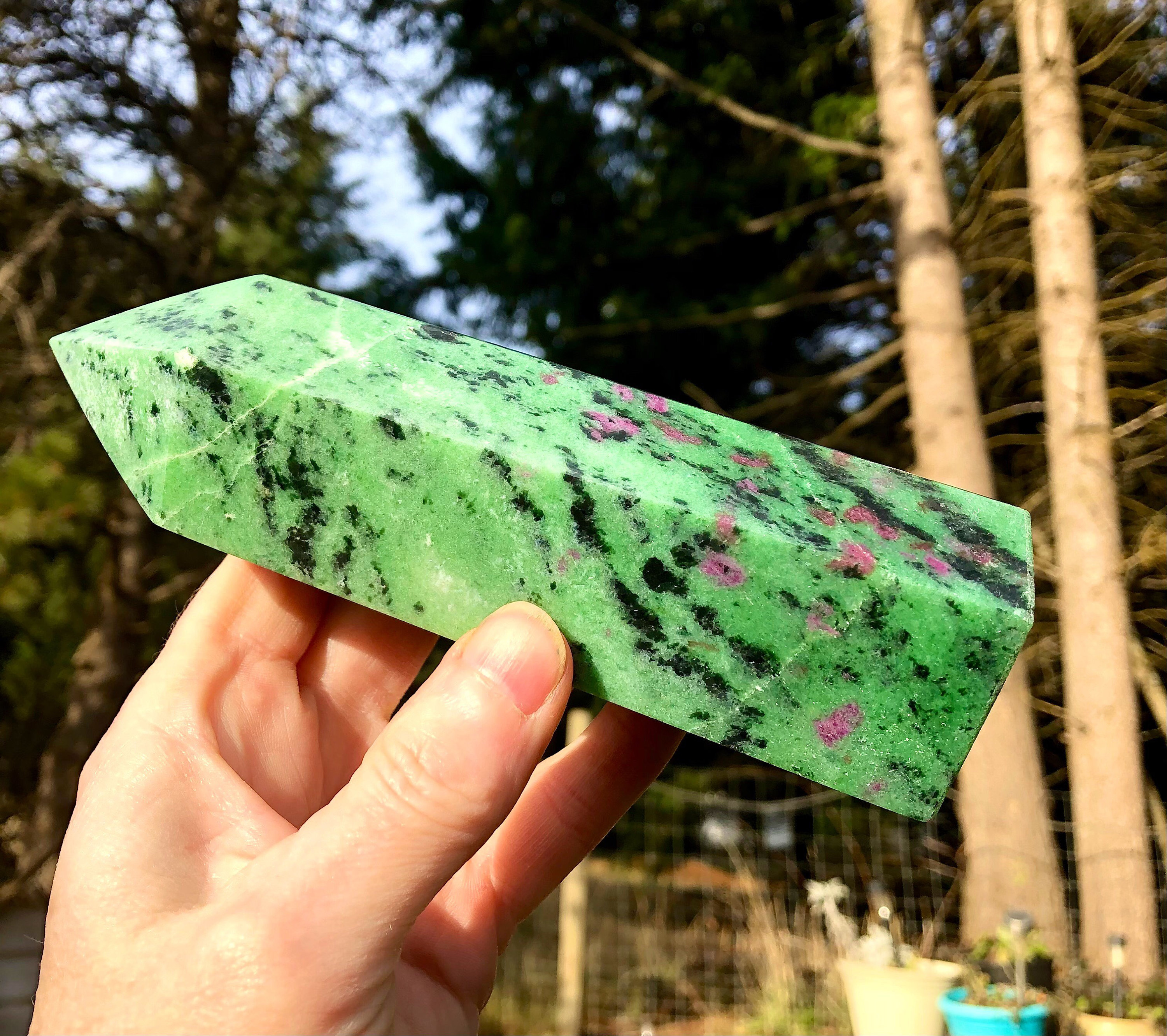 746g Ruby Zoisite Obelisk Pillar Tower Point Wand Column Mineral ...