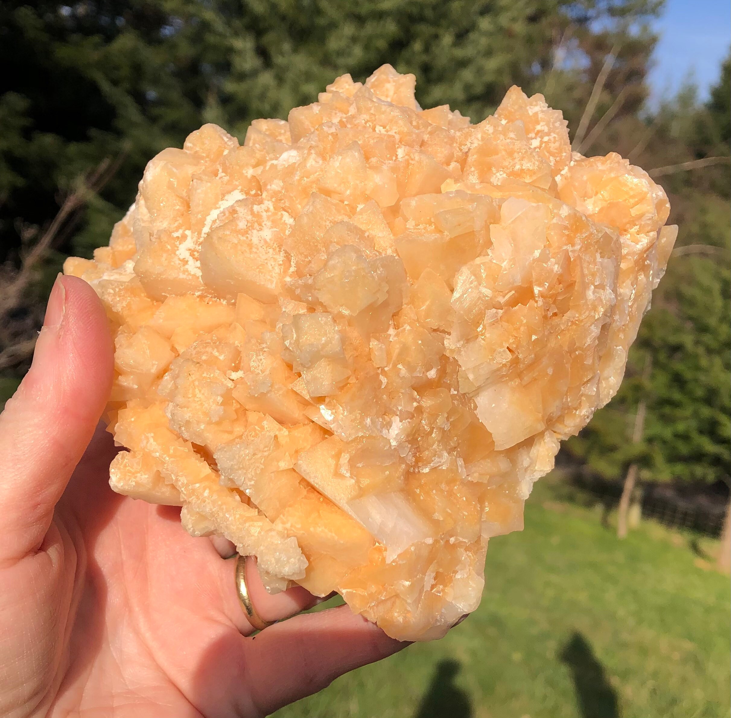3.37 lb Pink Cubic Calcite Crystal Cluster Mineral Display Specimen