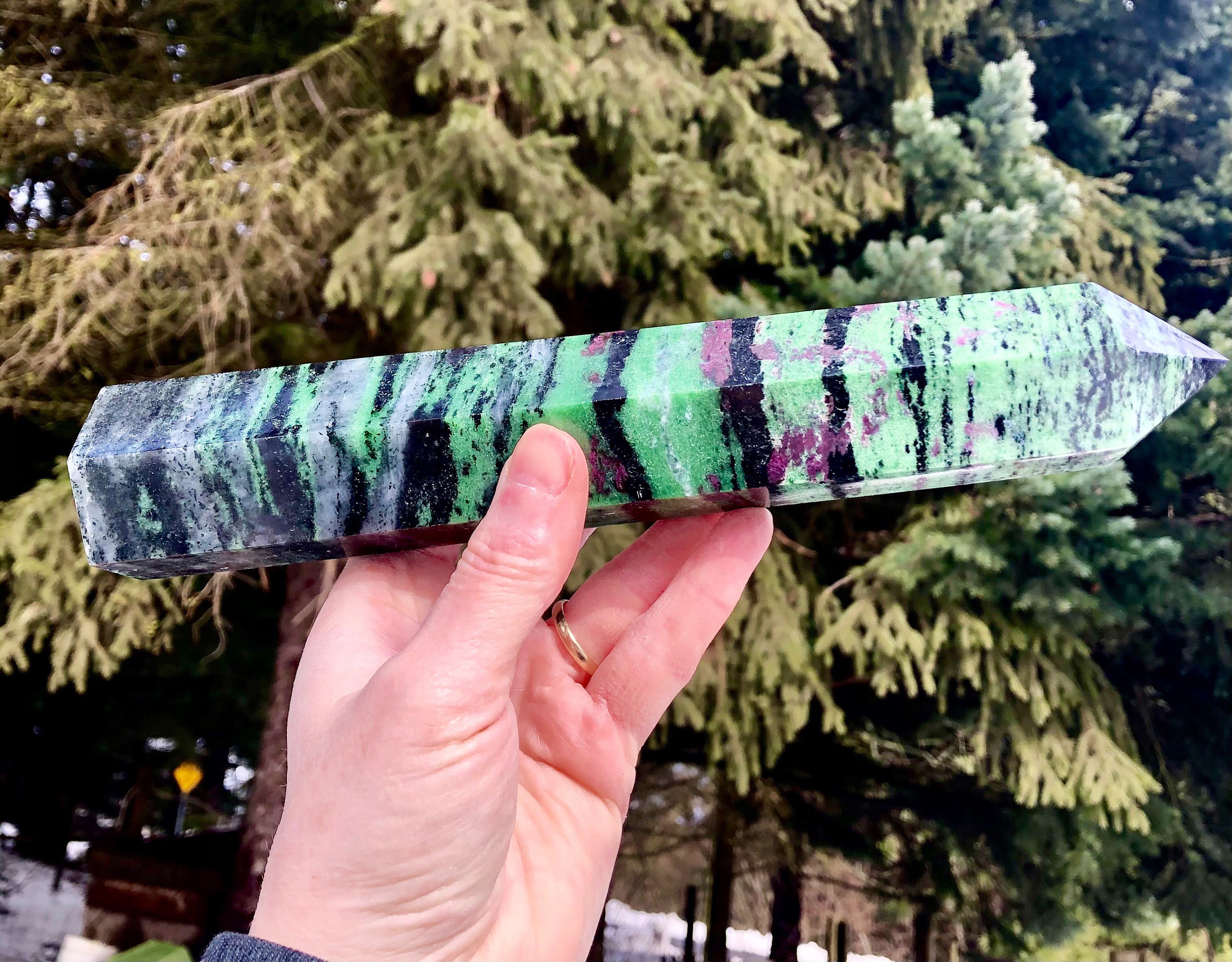 1.98 lb Ruby In Zoisite Obelisk Pillar Tower Point Wand Column Mineral ...